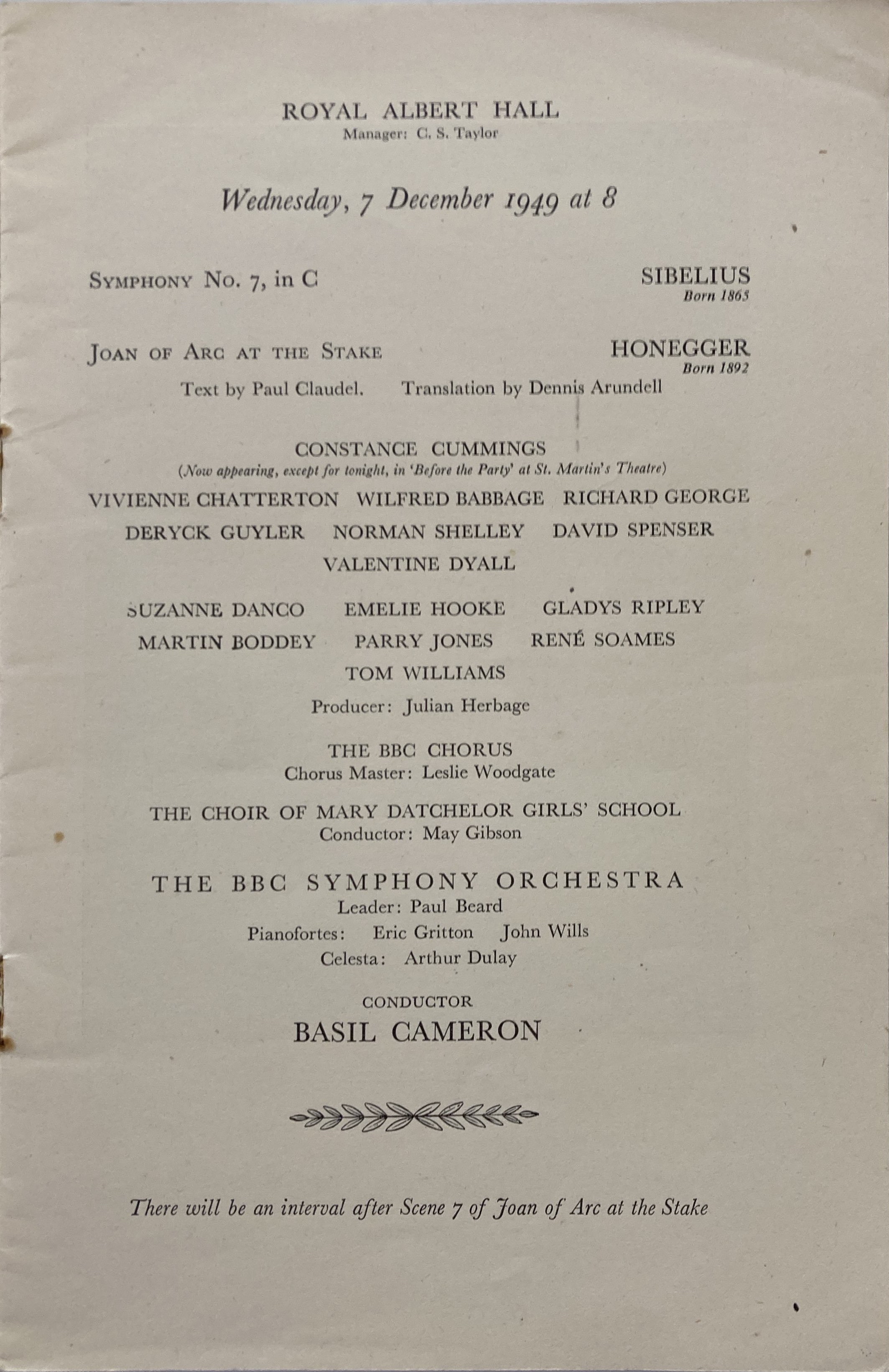 Lot 259 - THE BBC SYMPHONY ORCHESTRA - PROGRAMME