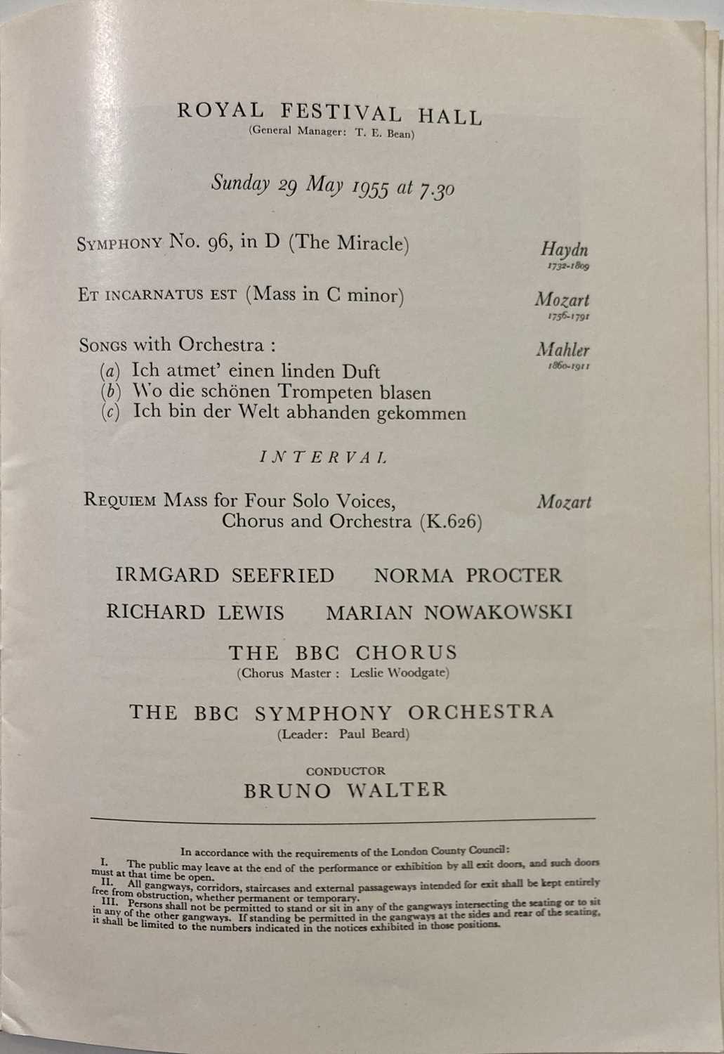 Lot 259 - THE BBC SYMPHONY ORCHESTRA - PROGRAMME