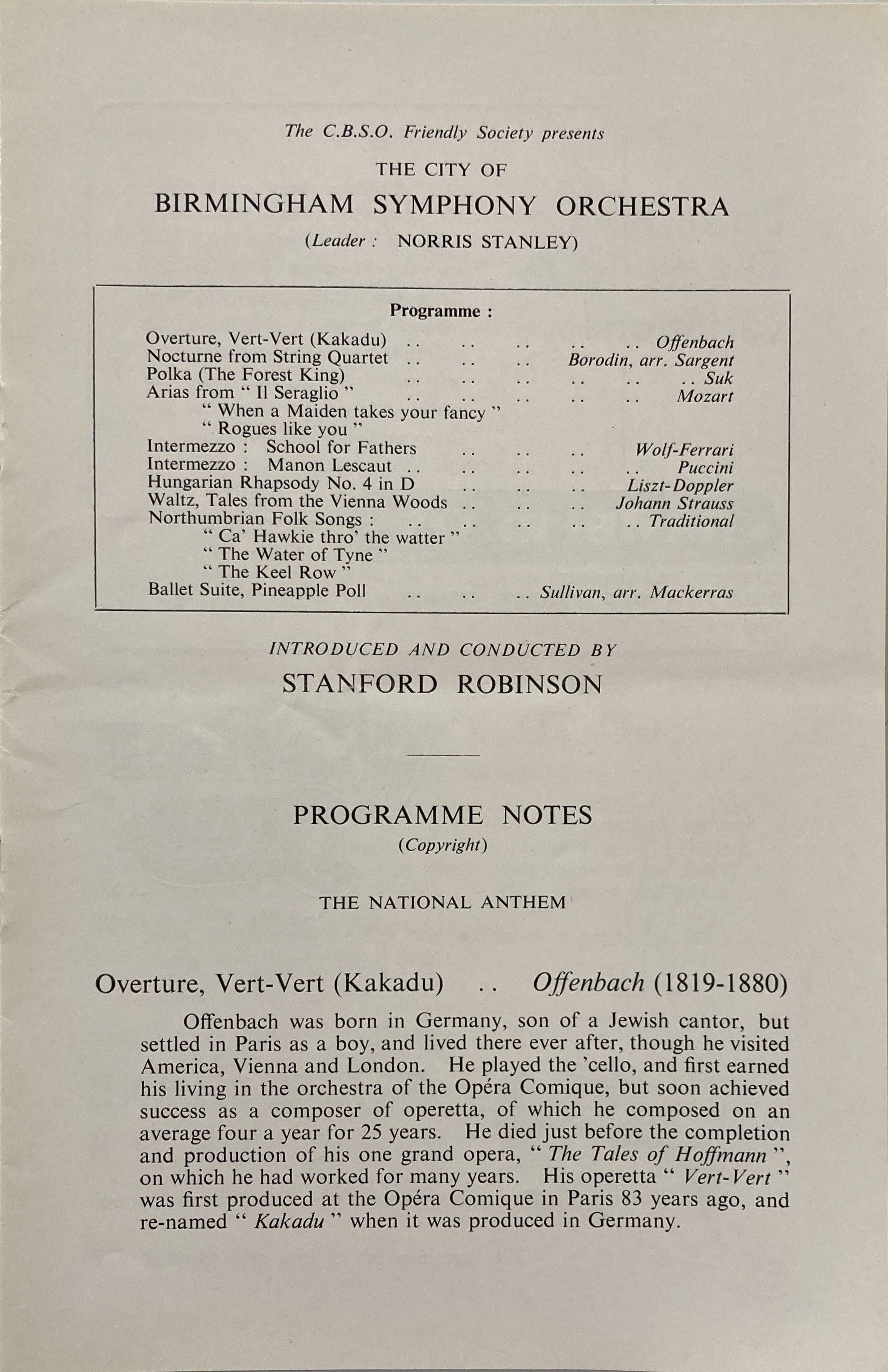 Lot 259 - THE BBC SYMPHONY ORCHESTRA - PROGRAMME