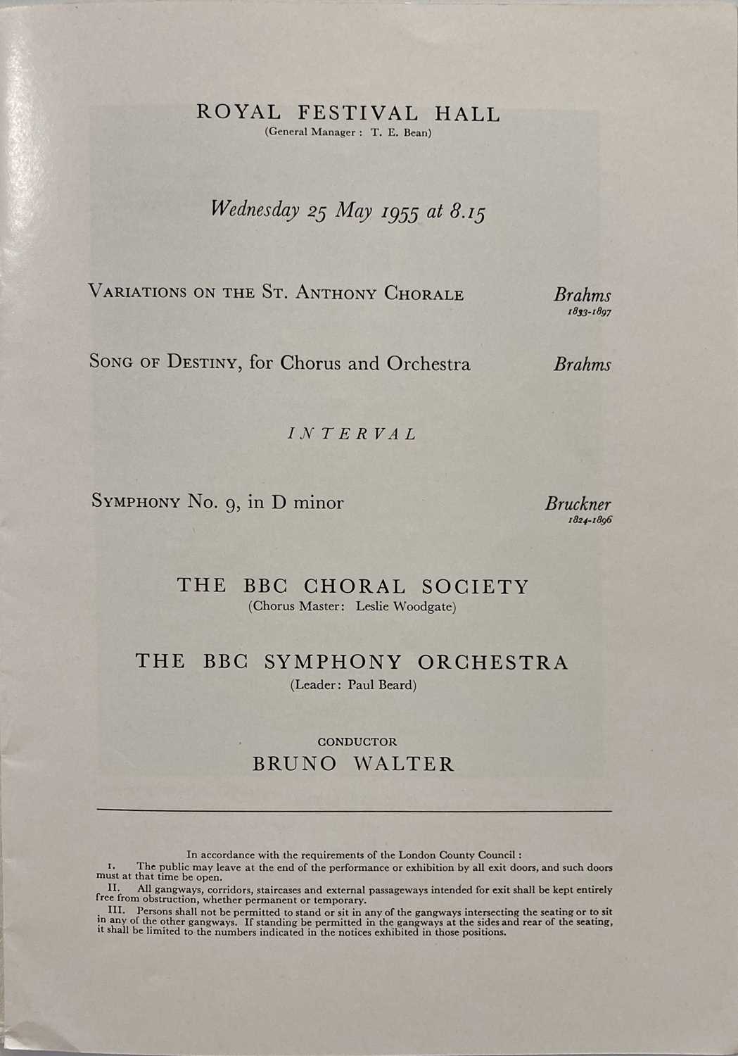 Lot 259 - THE BBC SYMPHONY ORCHESTRA - PROGRAMME