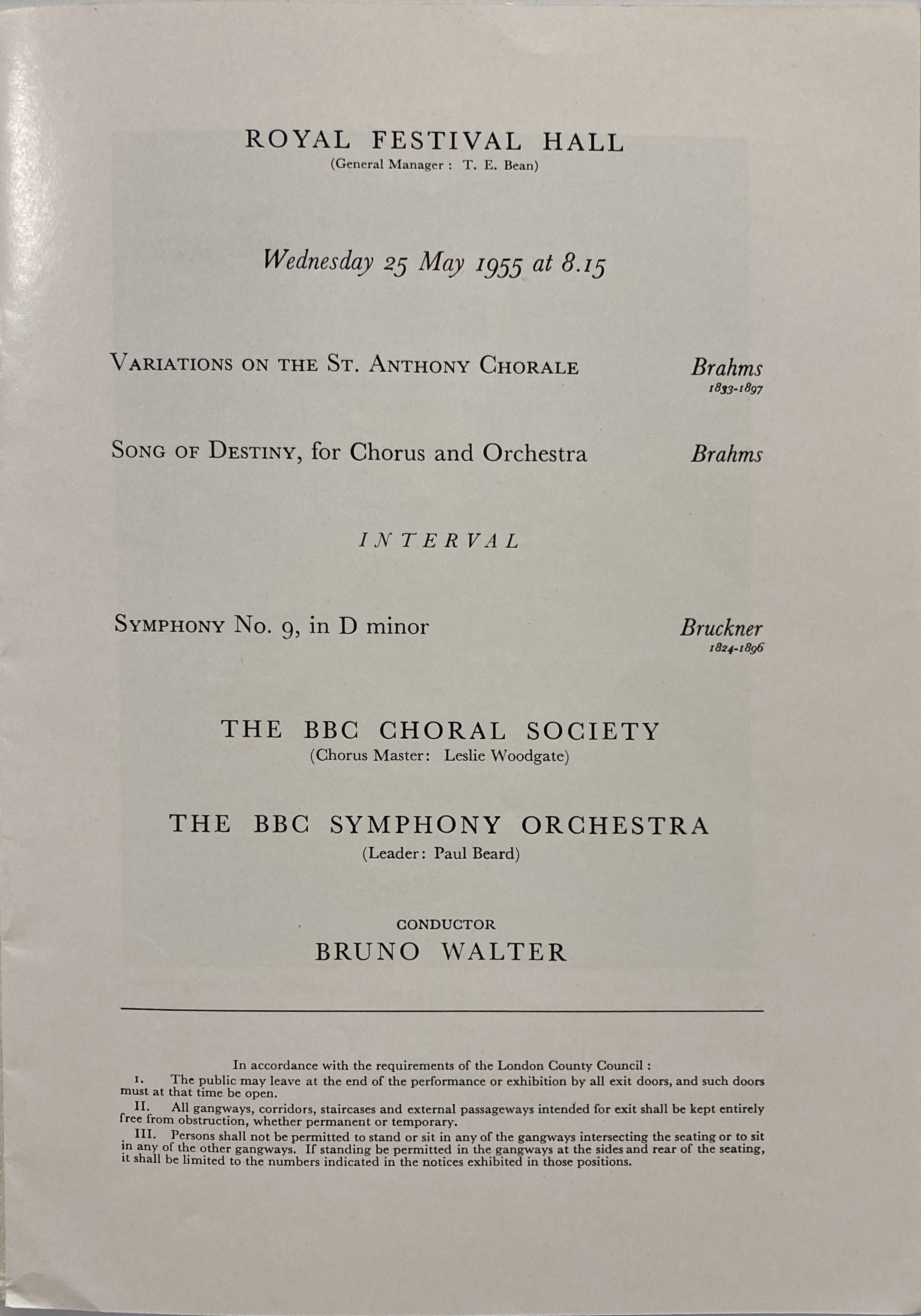 Lot 259 - THE BBC SYMPHONY ORCHESTRA - PROGRAMME