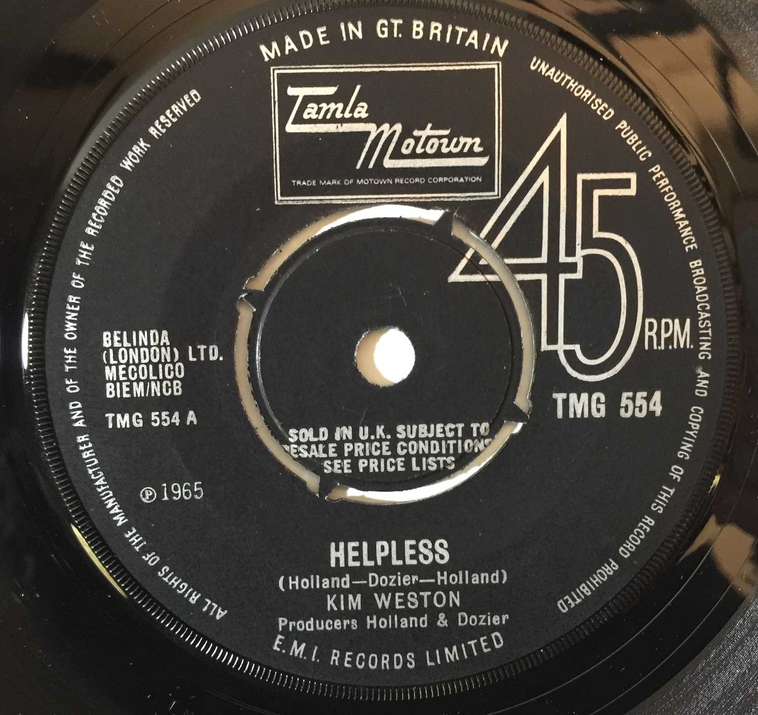 Lot 218 - TMG 554 - KIM WESTON - HELPLESS 7"
