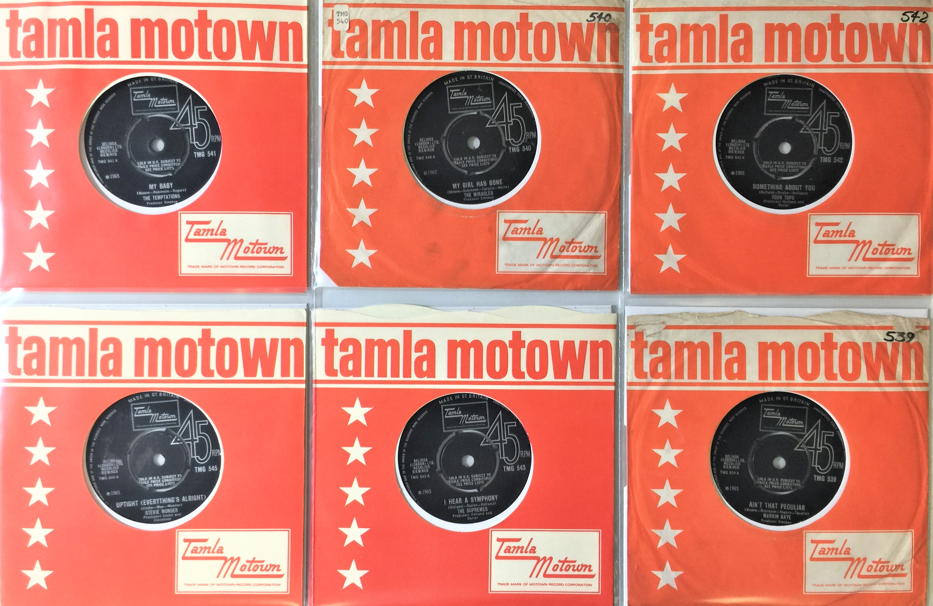Lot 229 - TAMLA MOTOWN - 1965 UK 7" COLLECTION (TMG