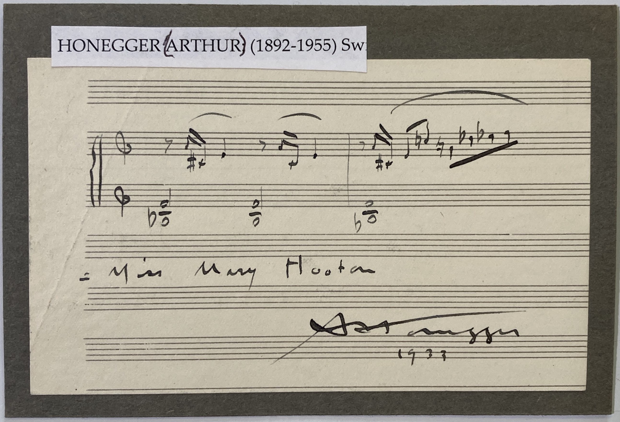 Lot 350 - ARTHUR HONEGGER (1892-1955).