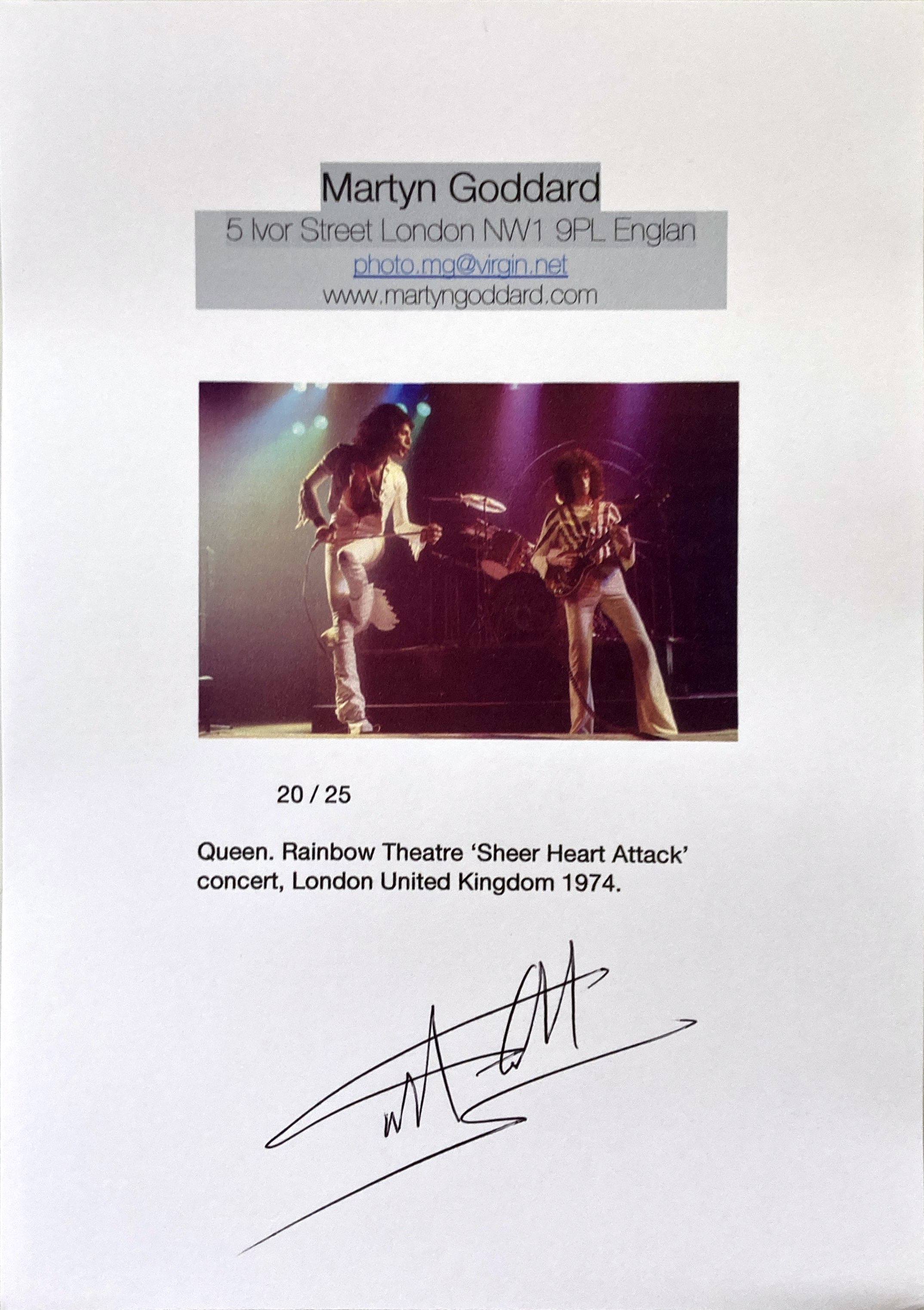 Lot 194 - MARTYN GODDARD - QUEEN 1974.