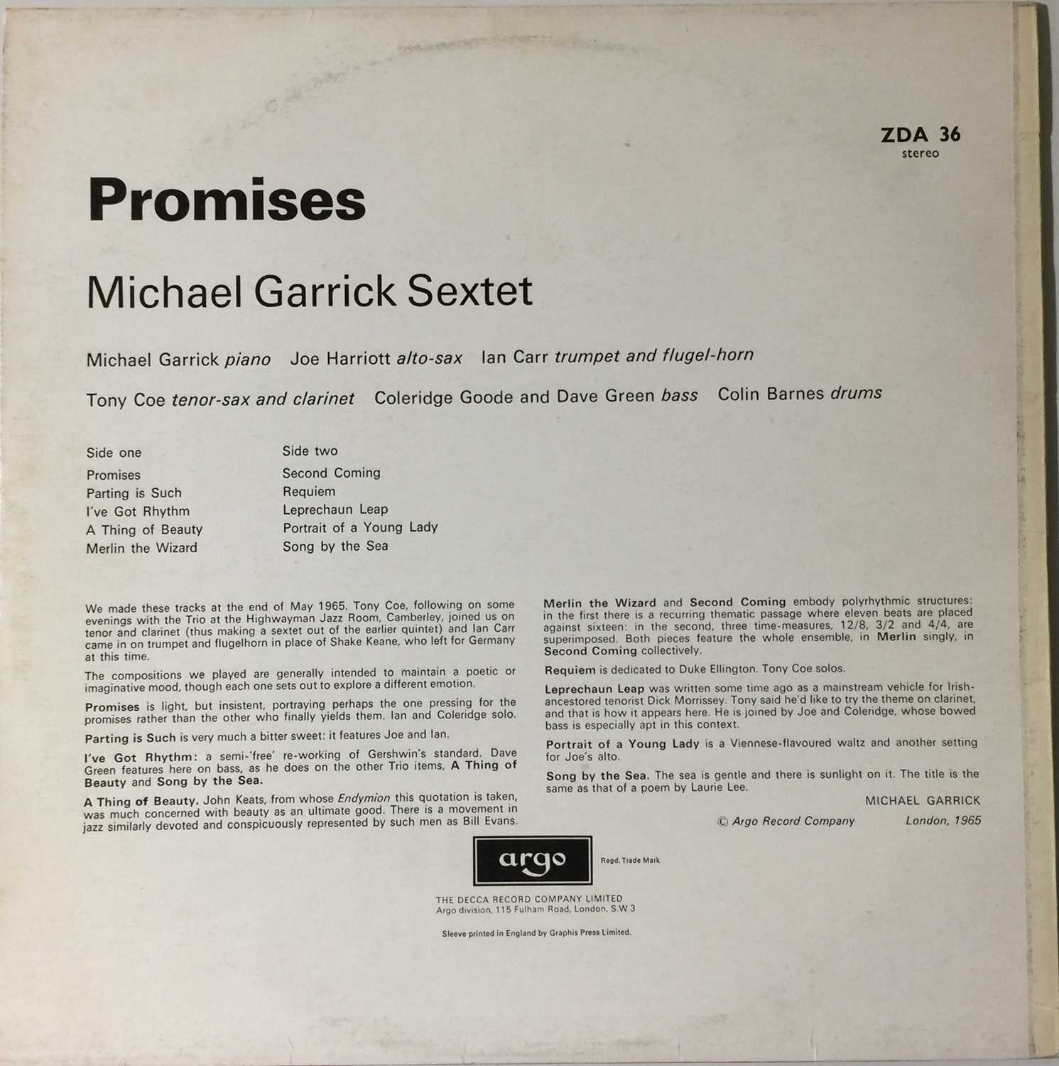 Lot 9 - THE MICHAEL GARRICK SEXTET - PROMISES LP (UK