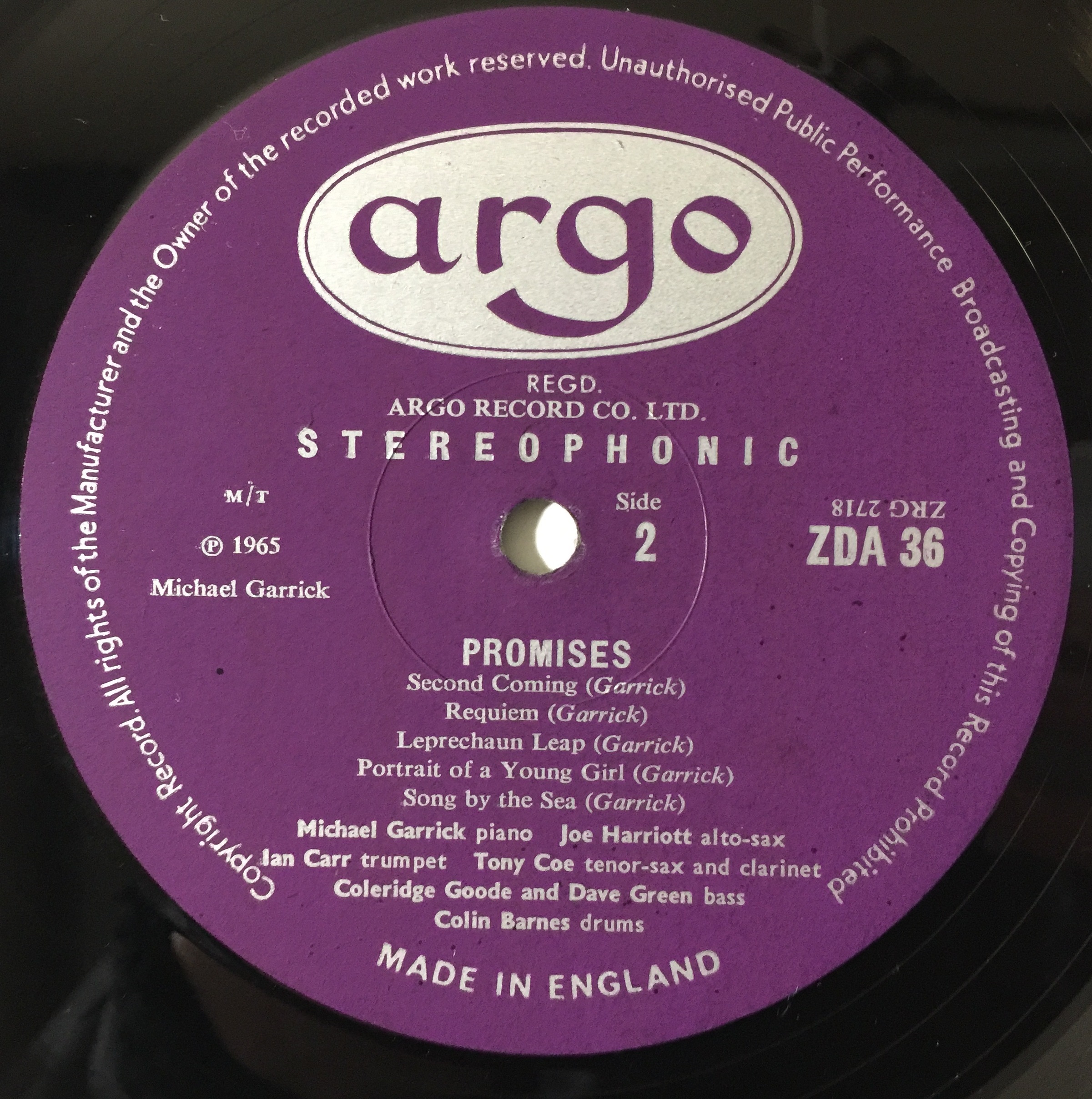 Lot 9 - THE MICHAEL GARRICK SEXTET - PROMISES LP (UK