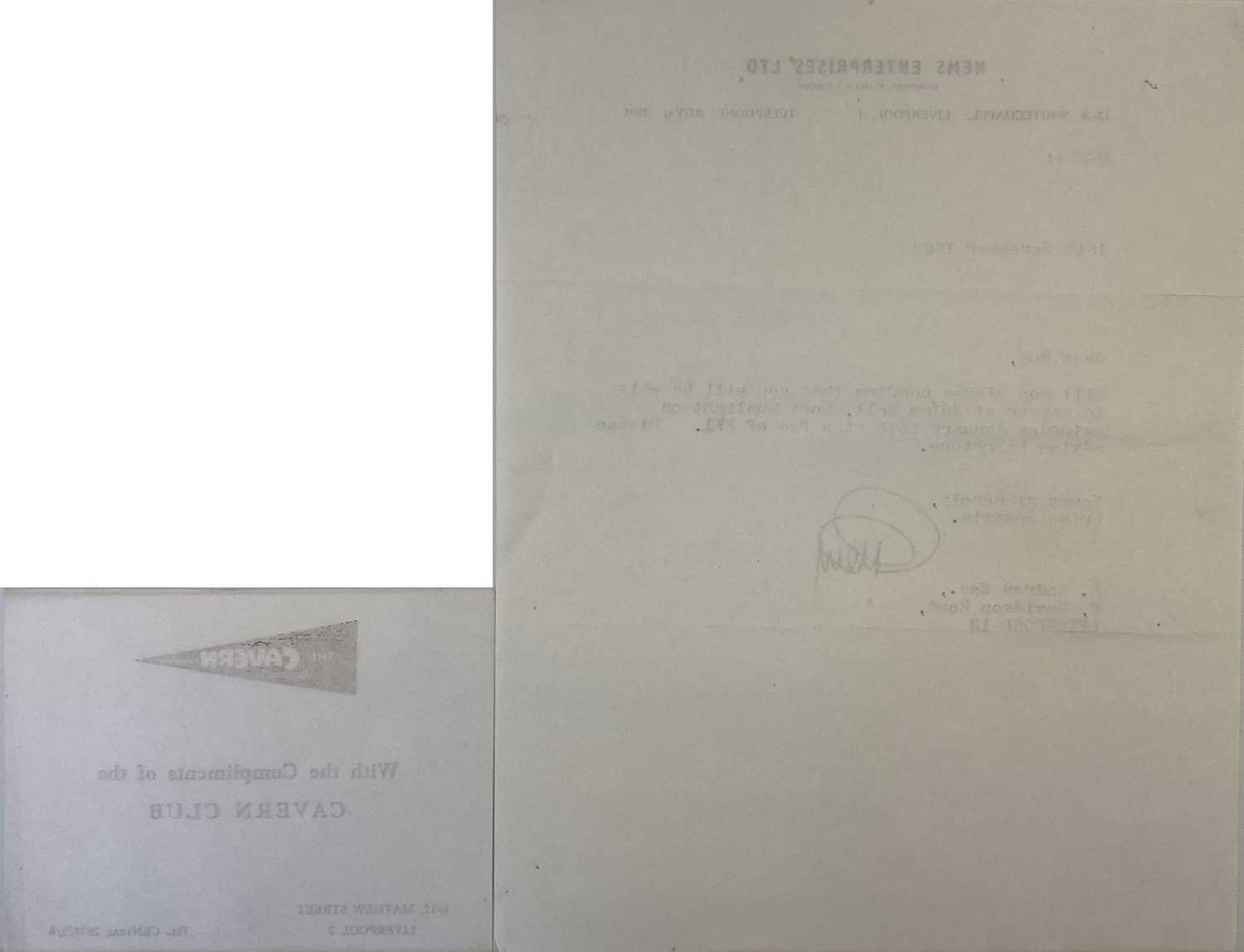 Lot 156 - BRIAN EPSTEIN AUTOGRAPH AND CAVERN