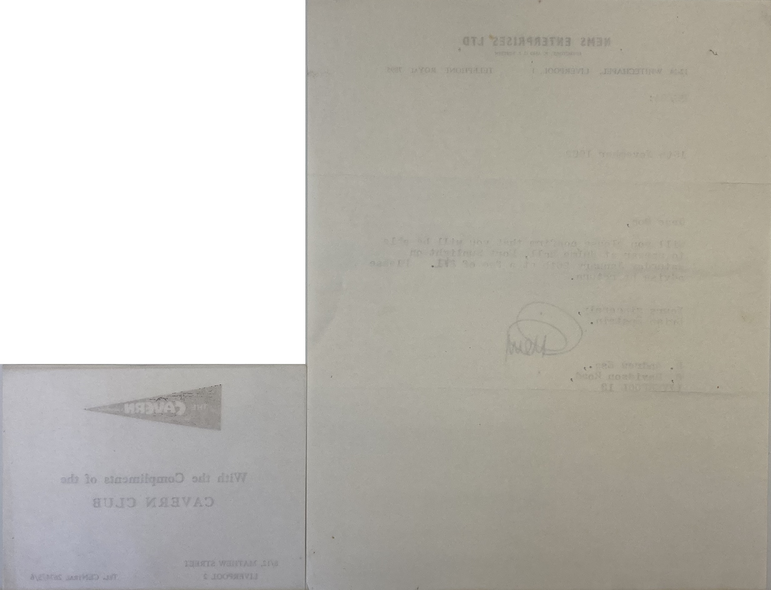 Lot 156 - BRIAN EPSTEIN AUTOGRAPH AND CAVERN