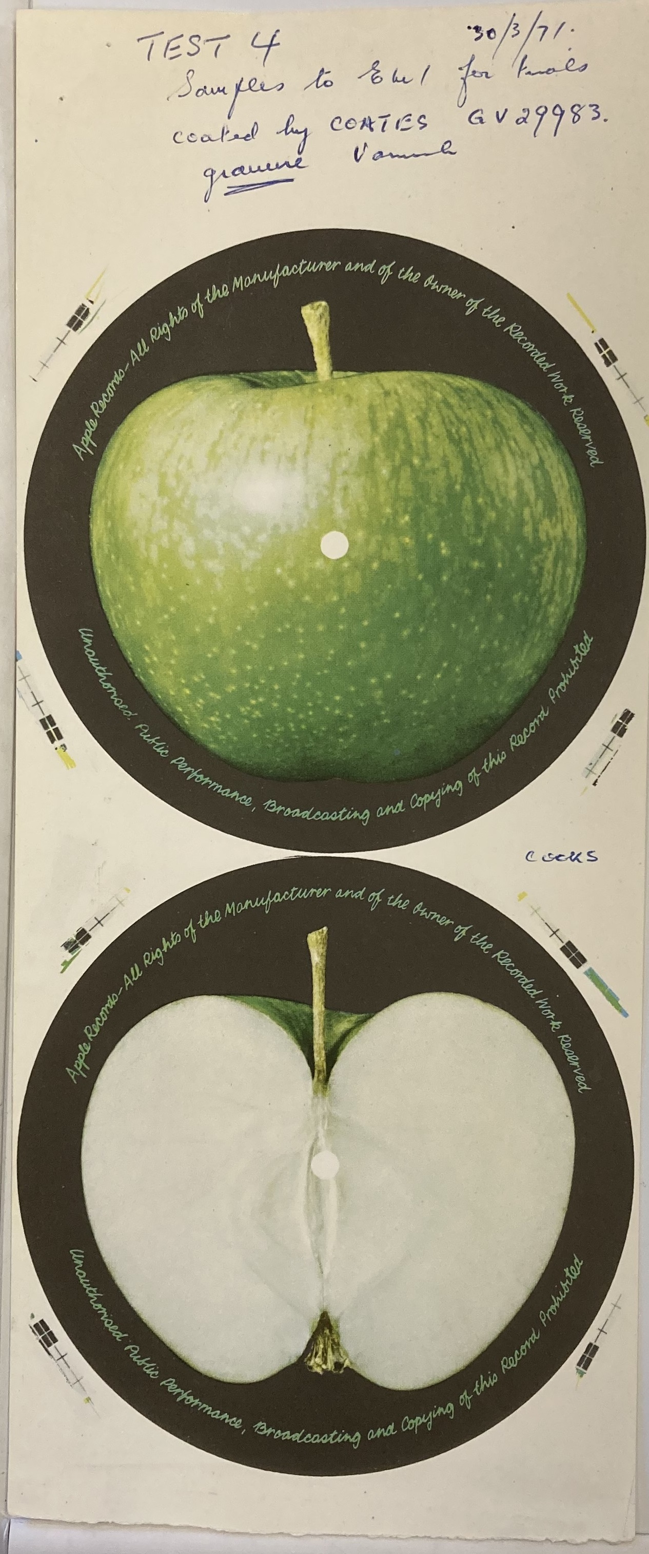 Lot 161 - THE BEATLES / APPLE RECORDS 1971 PROOF APPLE