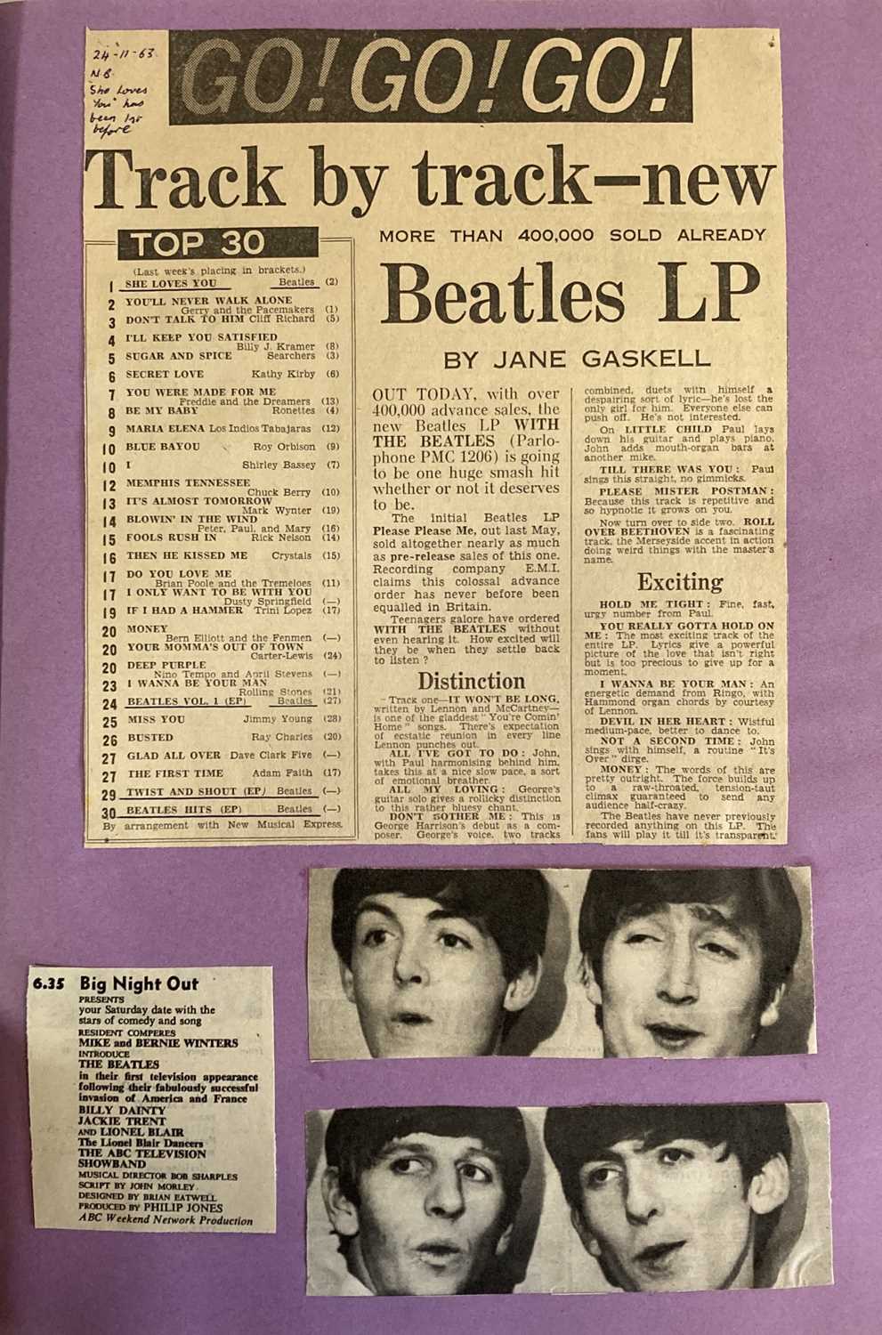 Lot 168 - BEATLES 1960S SCRAPBOOK AND ORIGINAL