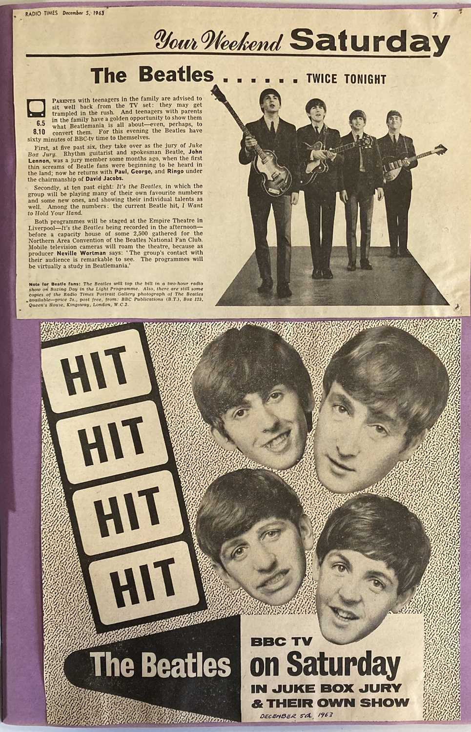 Lot 168 - BEATLES 1960S SCRAPBOOK AND ORIGINAL