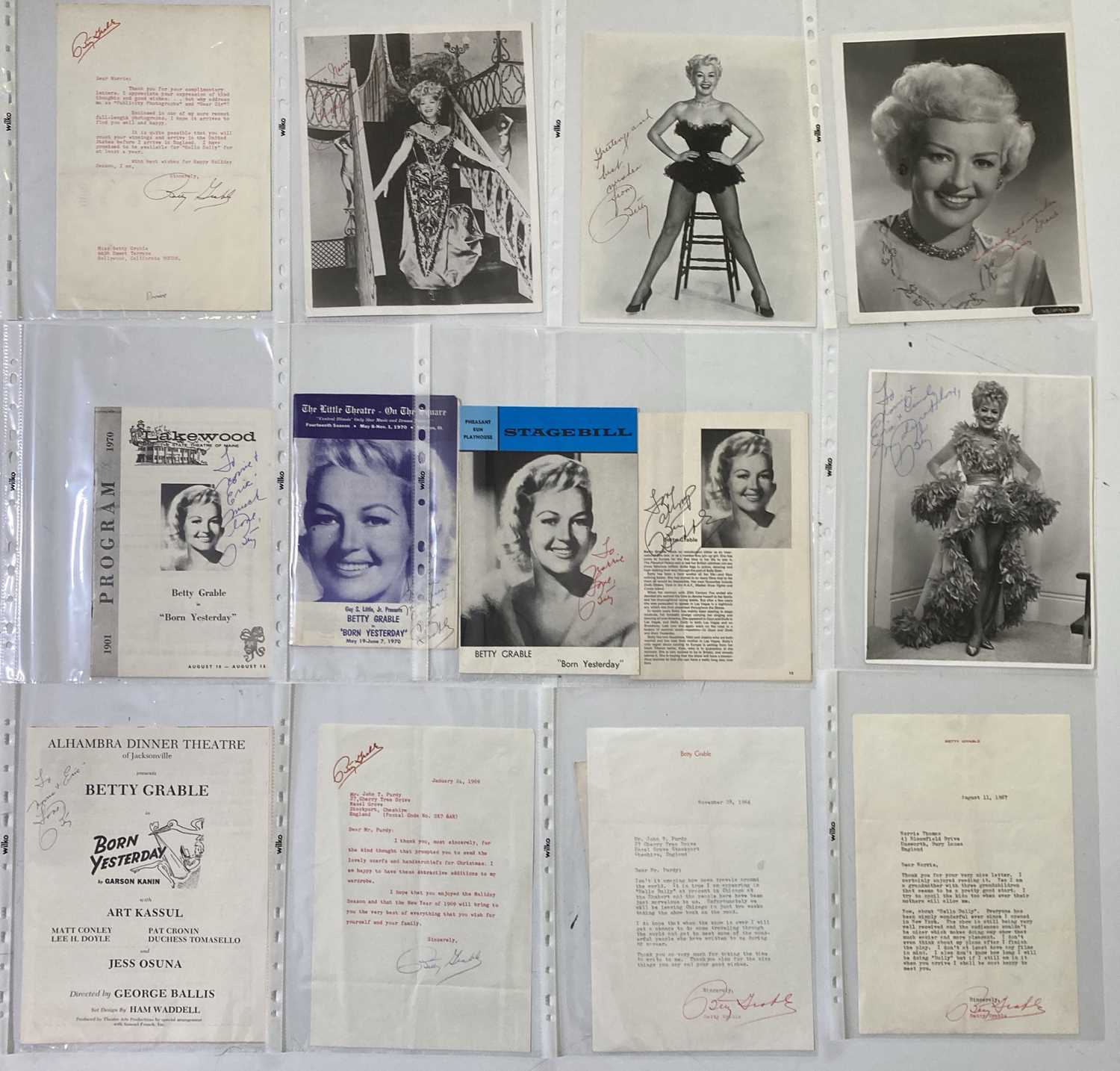 Lot 161 - BETTY GRABLE - SIGNED ITEMS, PROMOTIONAL