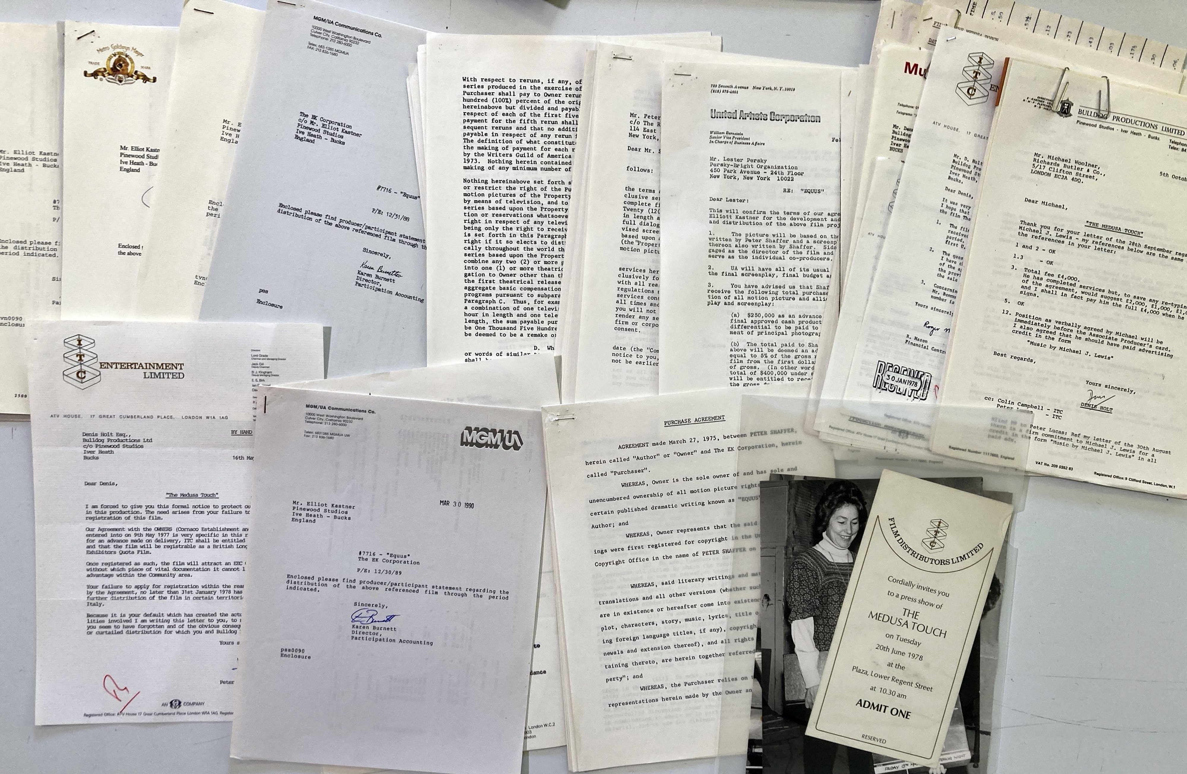 Lot 169 - FILM PRODUCTION MATERIALS - THE MEDUSA TOUCH