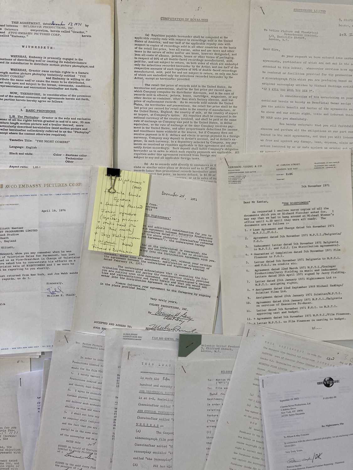 Lot 170 - ORIGINAL FILM PRODUCTION MATERIALS - THE