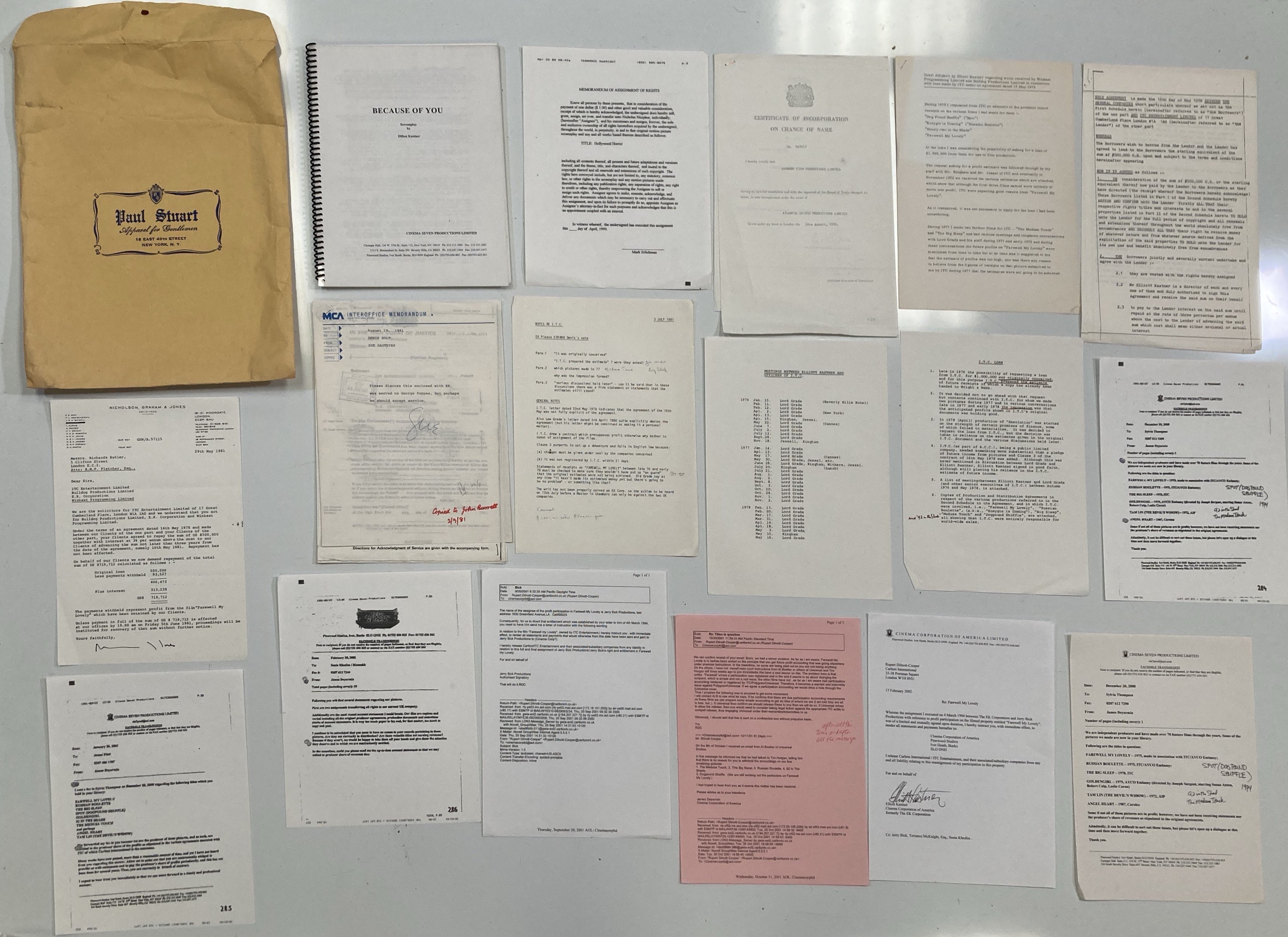Lot 176 - ORIGINAL FILM PRODUCTION MATERIALS - 1970S