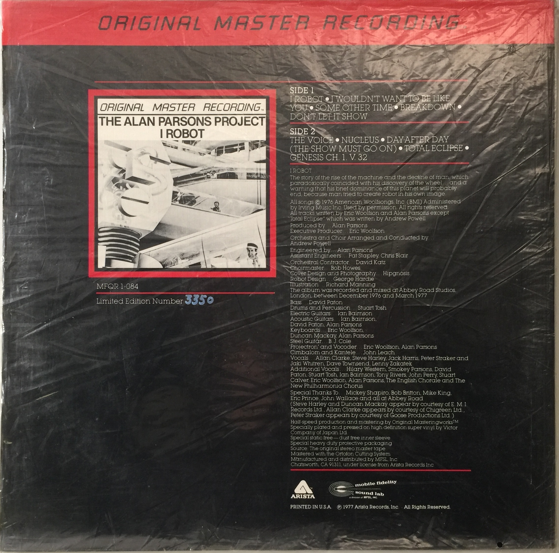 Lot 39 - THE ALAN PARSONS PROJECT - I ROBOT LP (MOFI