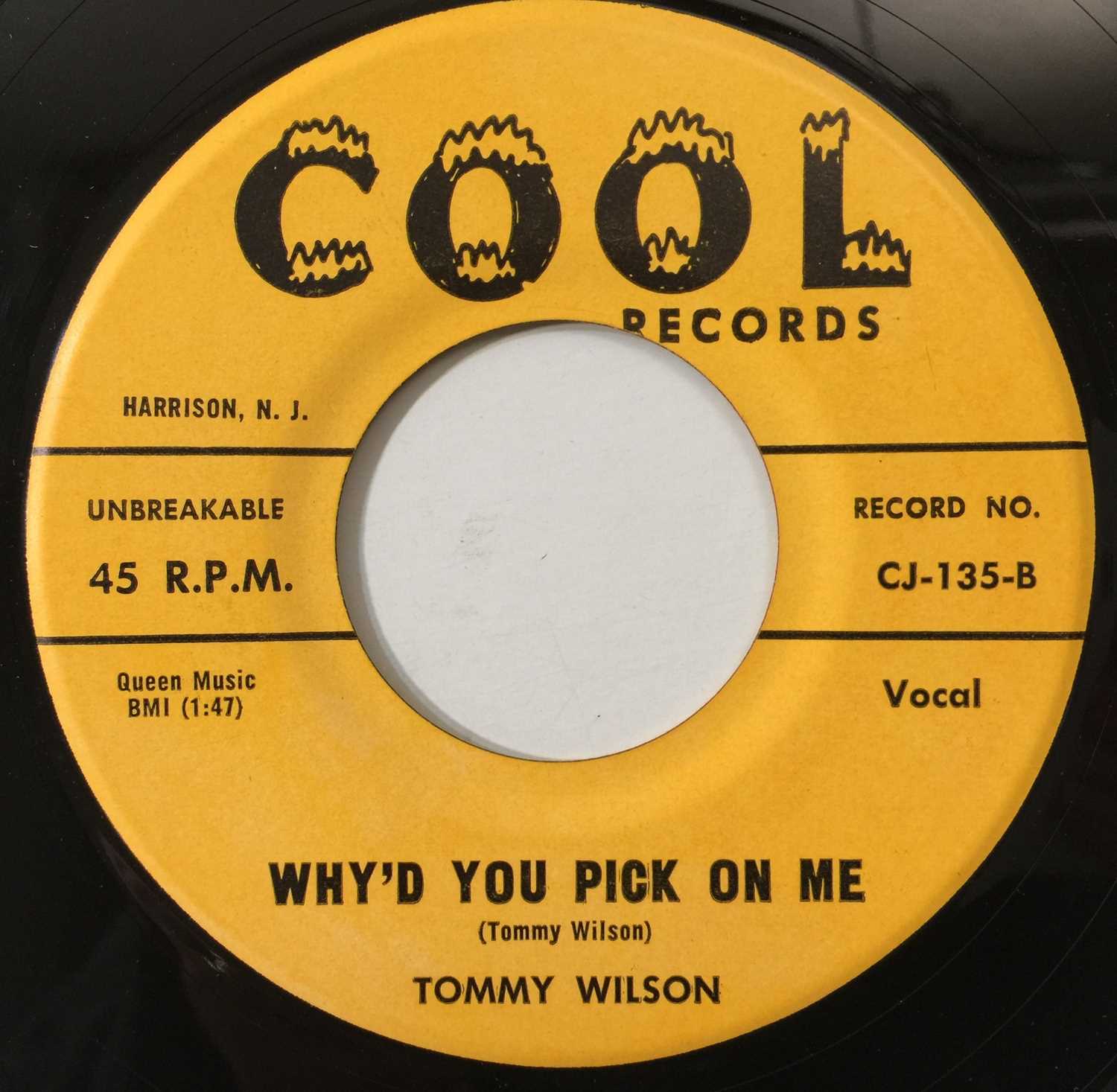Lot 11 - TOMMY WILSON - BUZZIN/ WHY'D YOU PICK ON ME 7"