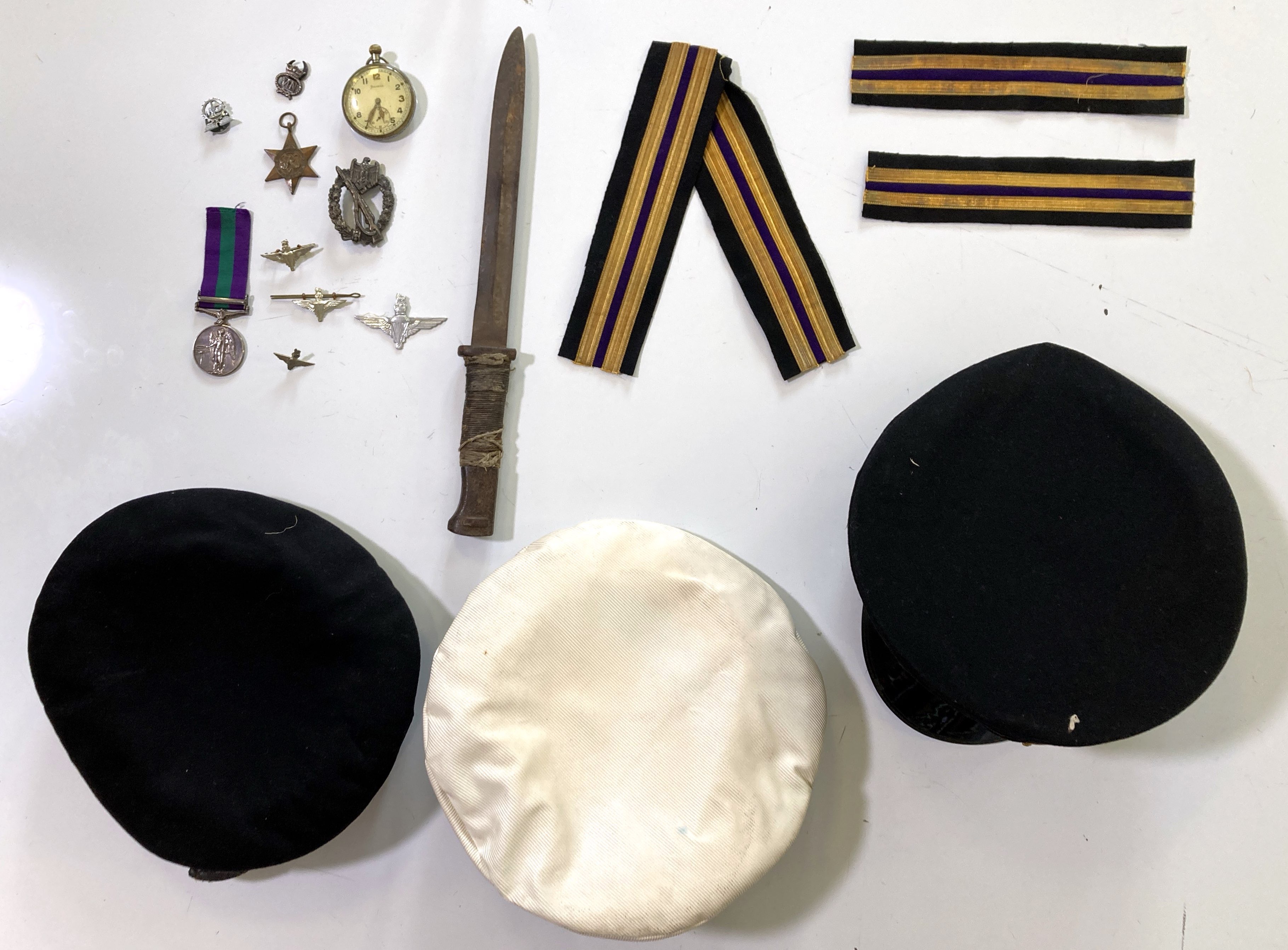 Lot 17 - MILITARIA INC MEDALS - NAVY CAPS / BADGES.