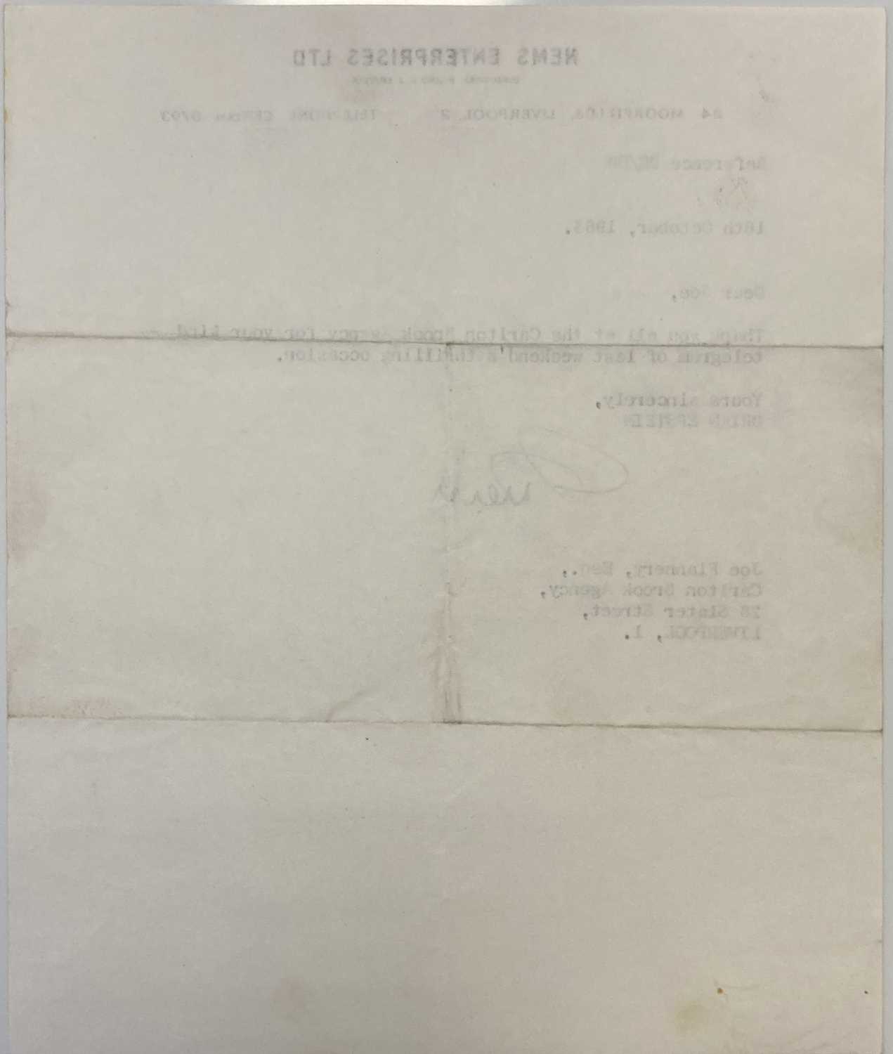 Lot 236 - BRIAN EPSTEIN SIGNED 1963 LETTER ON NEMS