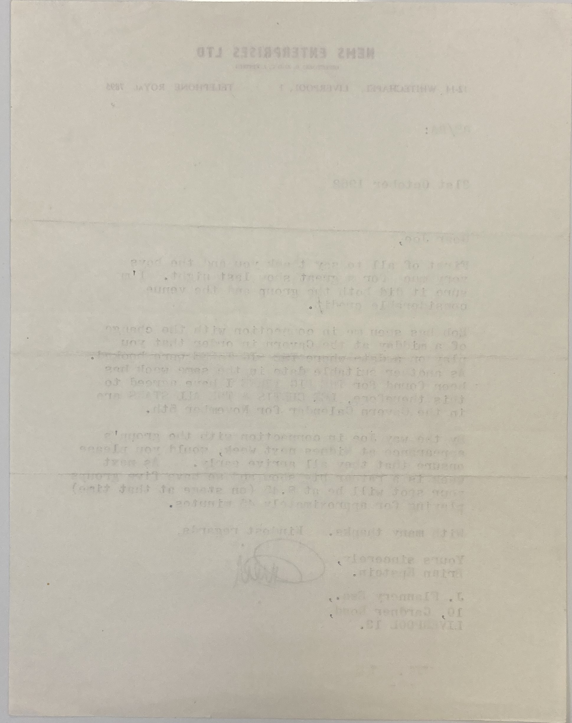 Lot 237 - BRIAN EPSTEIN SIGNED 1962 LETTER ON NEMS
