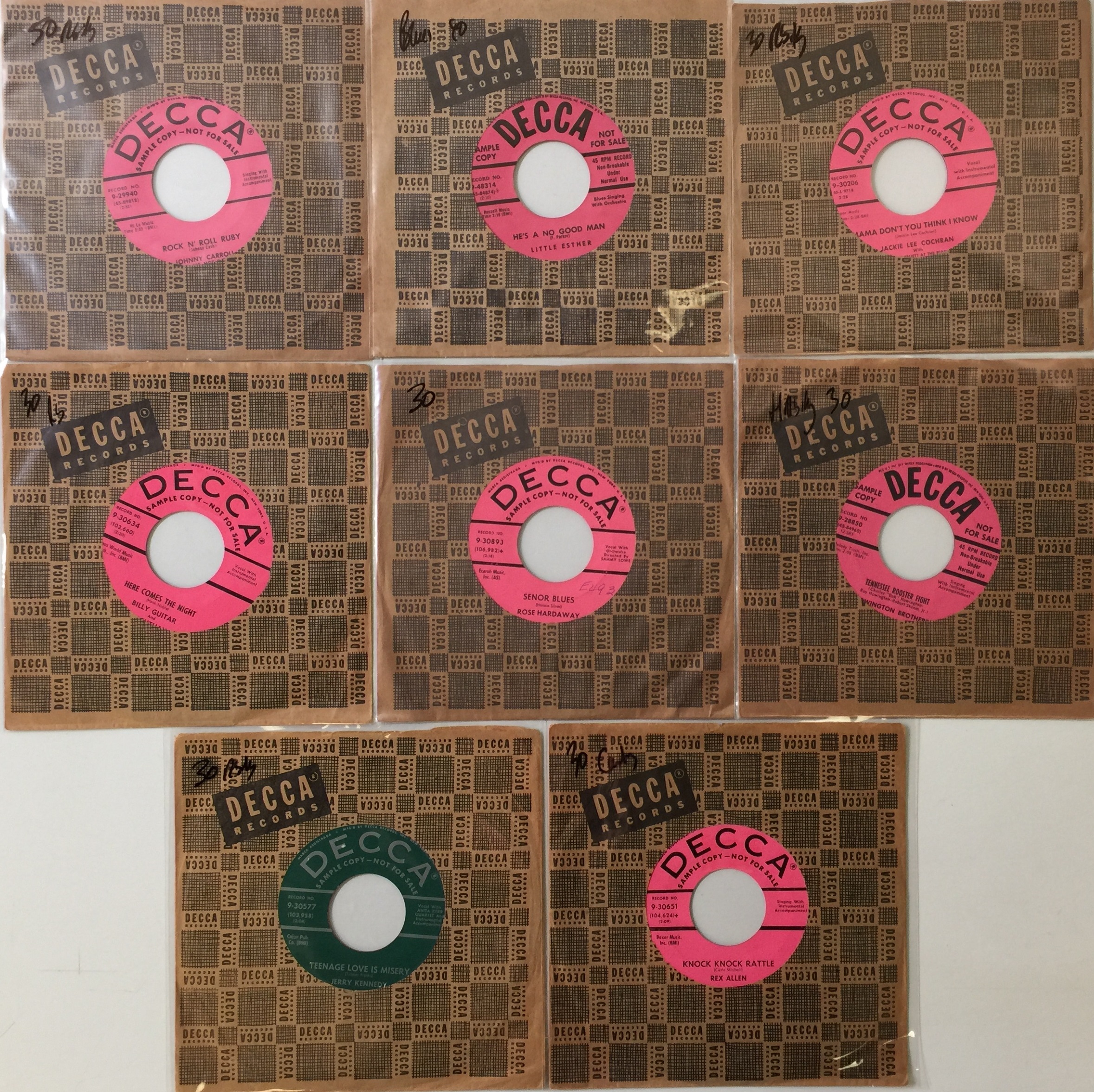 Lot 231 - DECCA PROMOS - R&B/ COUNTRY/ BLUES 7" PACK