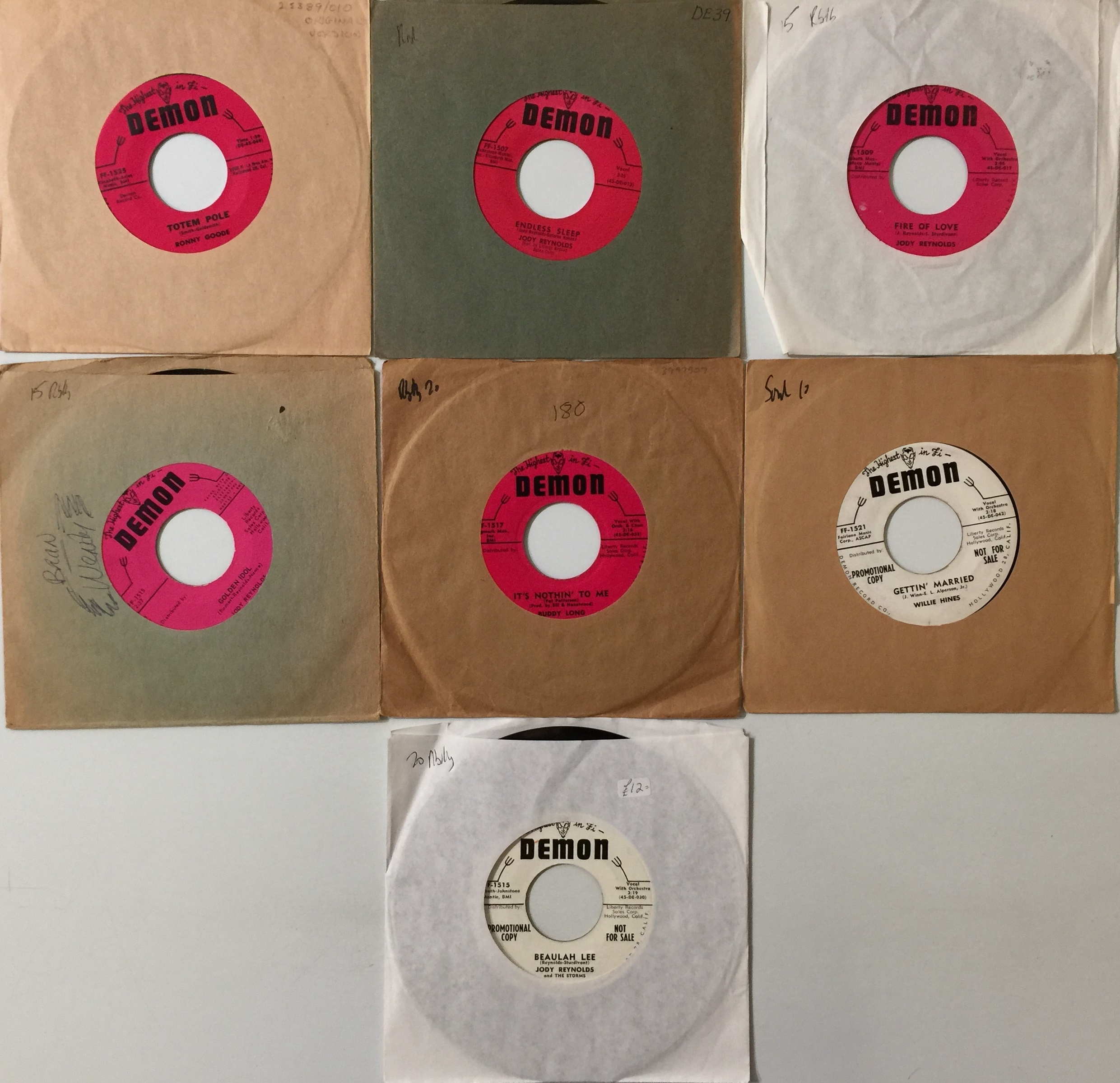 Lot 239 - DEMON RECORDS - 7" PACK