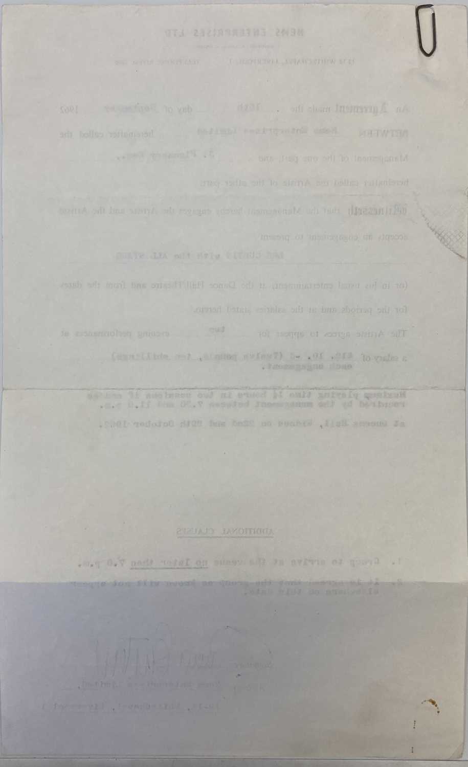 Lot 251 - THE BEATLES - BRIAN EPSTEIN SIGNED 1962