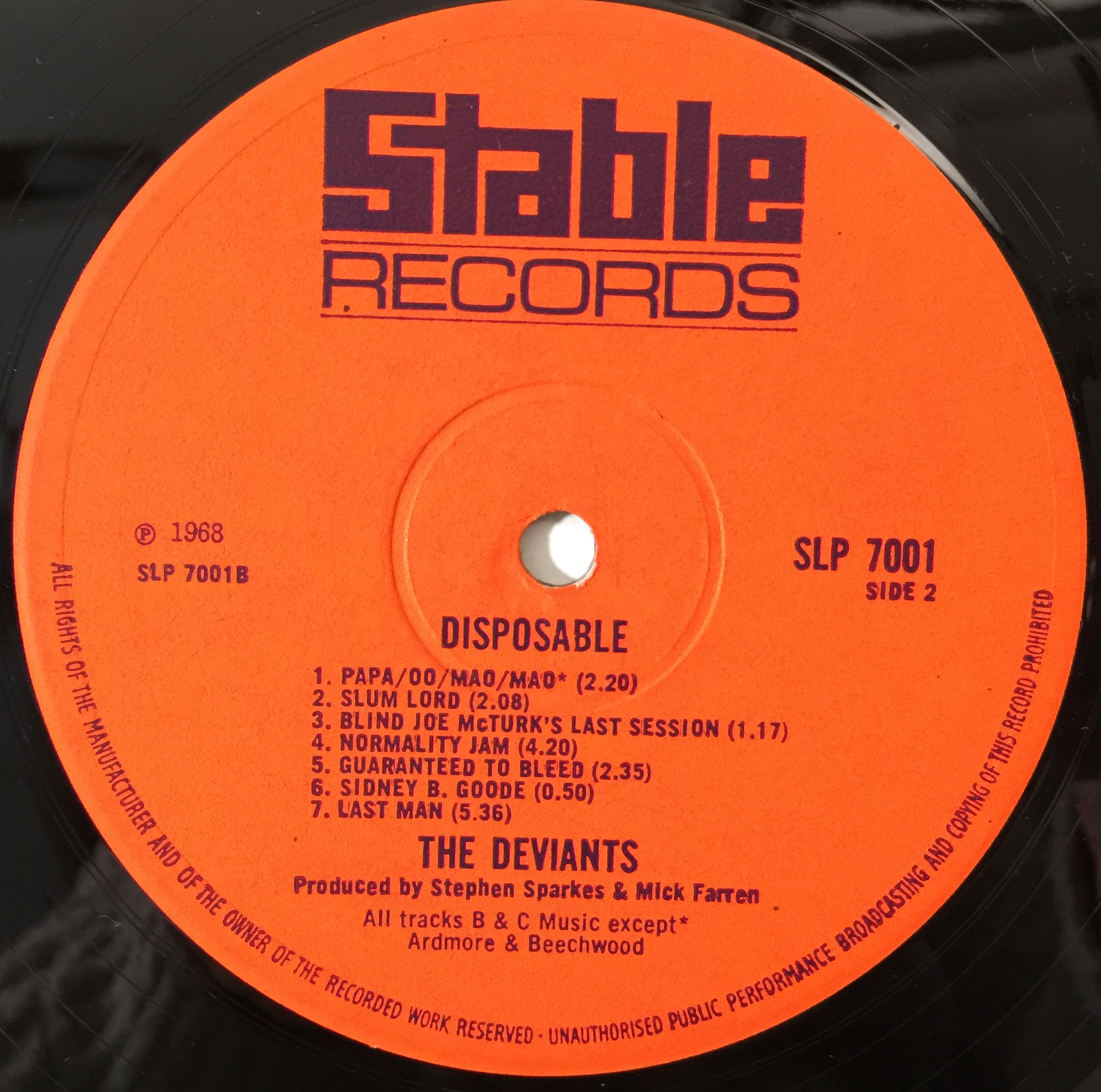 Lot 230 - THE DEVIANTS - DISPOSABLE LP (ORIGINAL UK