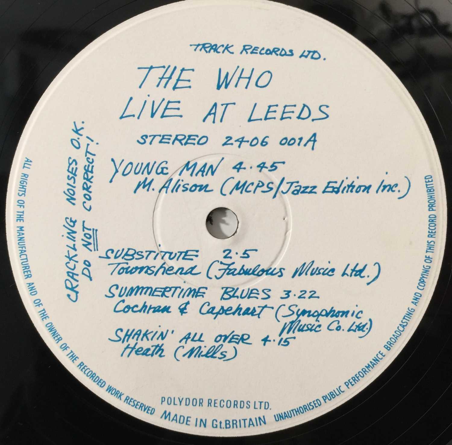 Lot 273 - THE WHO - LIVE AT LEEDS LP (COMPLETE 1ST UK