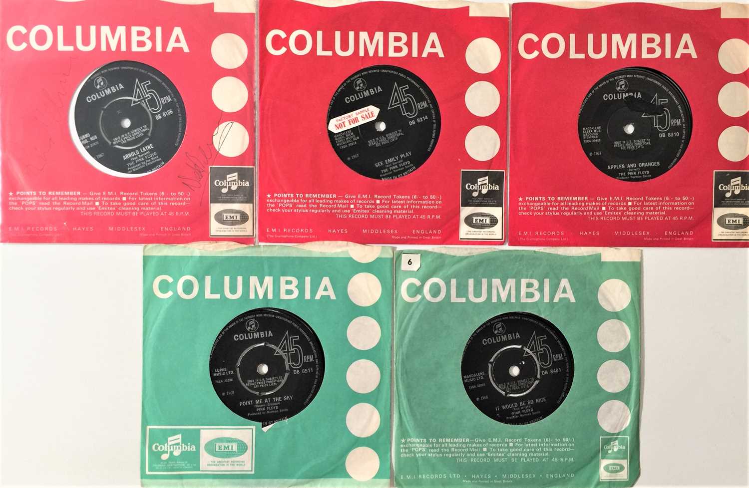 Lot 280 - PINK FLOYD - COMPLETE UK ORIGINAL COLUMBIA 7"