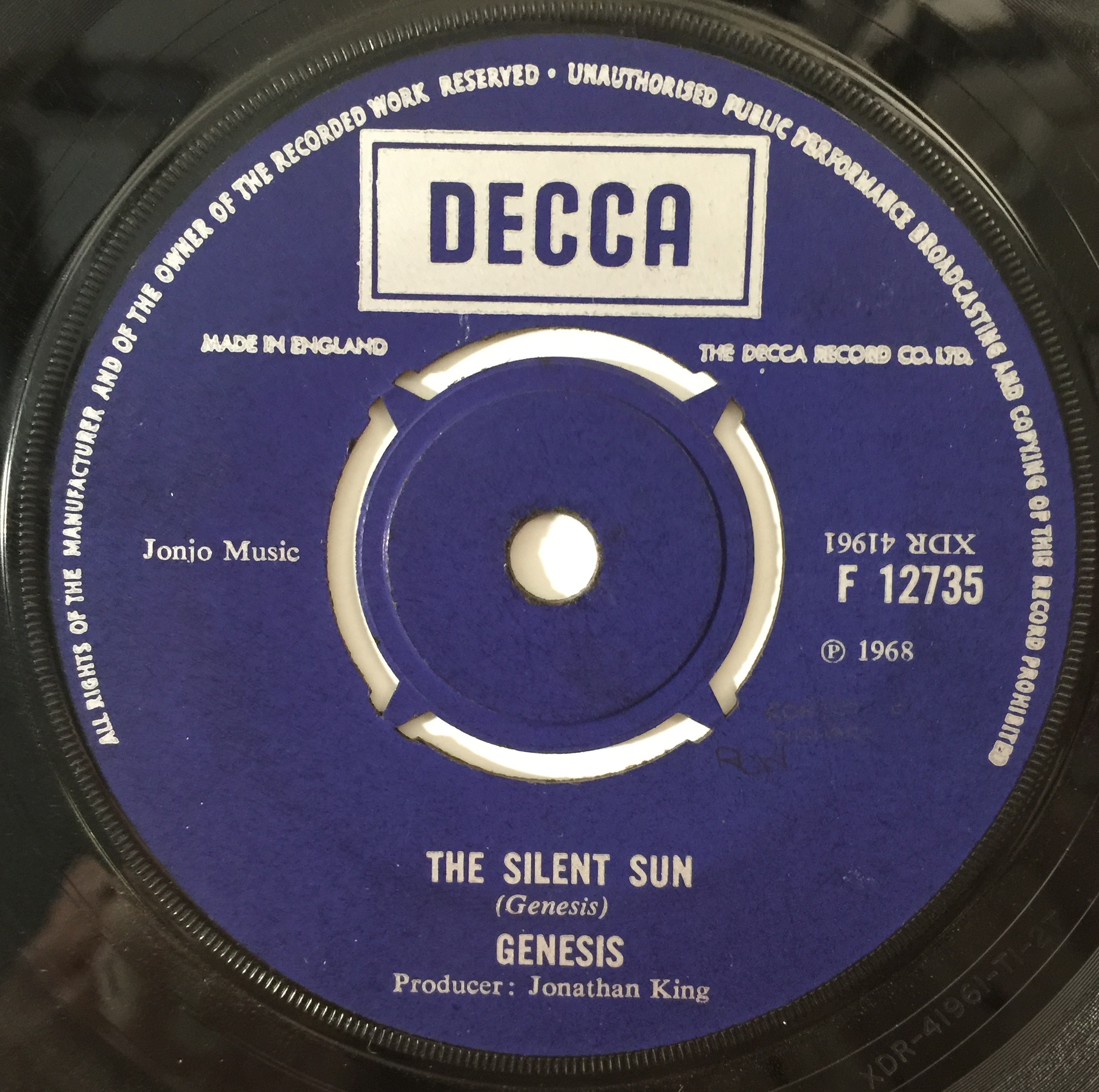 Lot 283 - GENESIS - THE SILENT SUN 7" (ORIGINAL UK