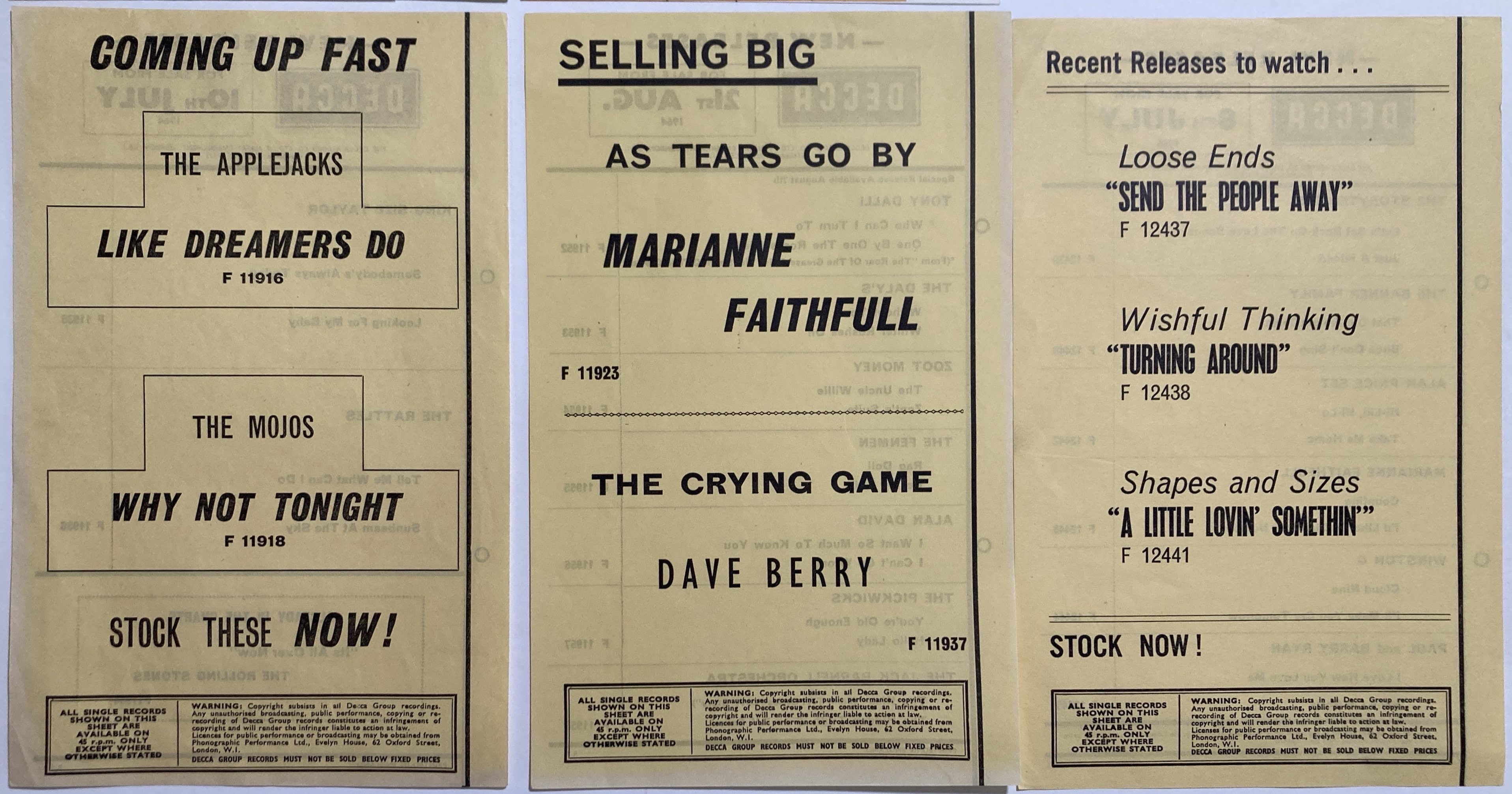 Lot 148 - 1960S NEW RELEASE HANDBILLS.
