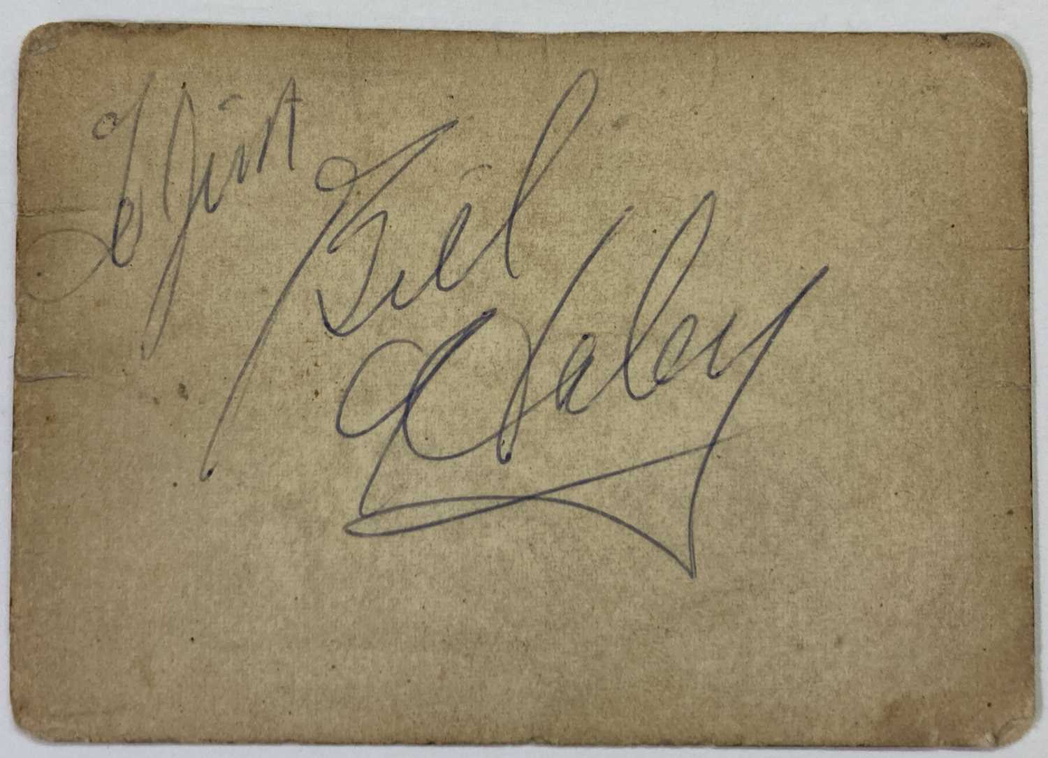 Lot 401 - BILL HALEY - A SIGNED PHOTOCARD.