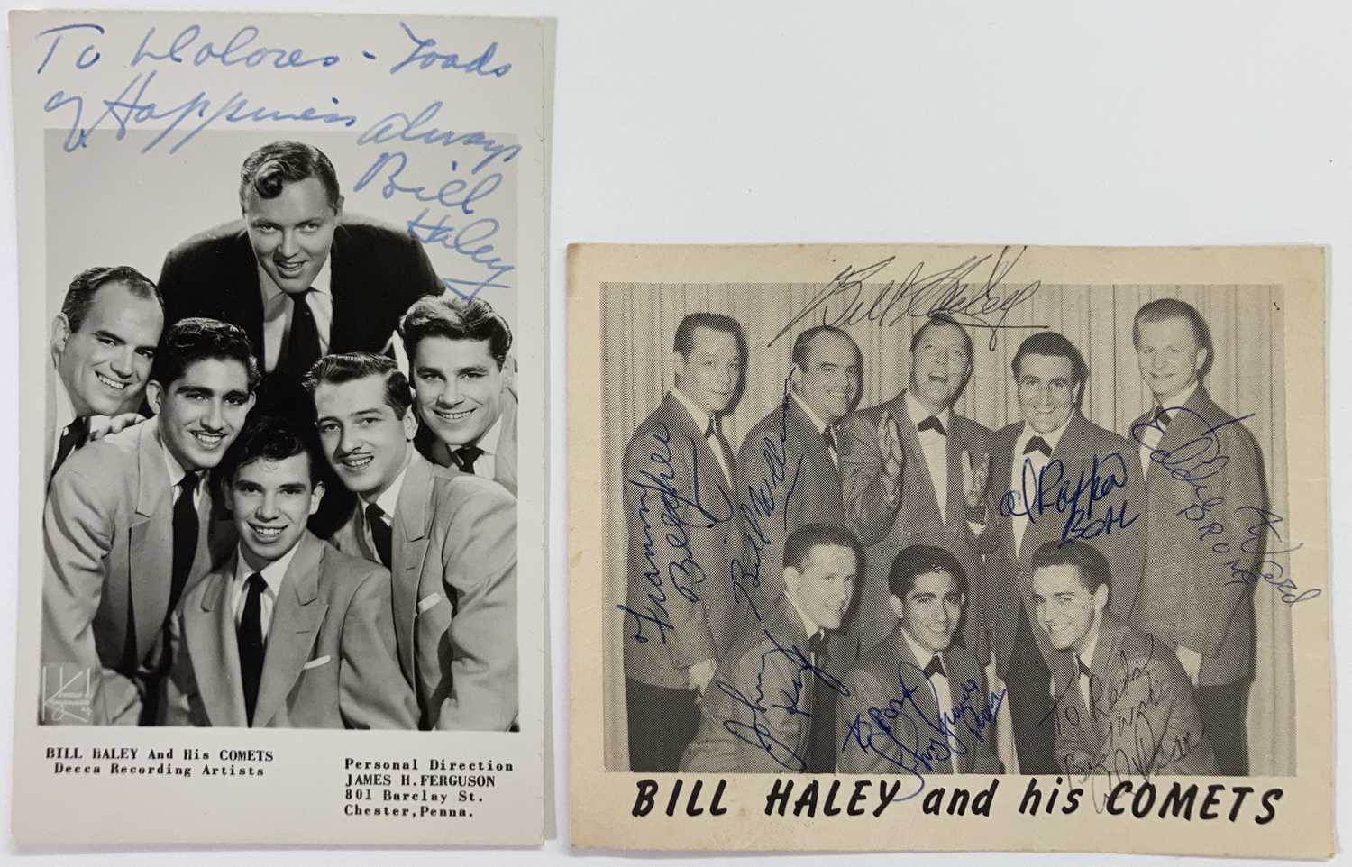 Lot 415 - BILL HALEY - TWO SIGNED POSTCARDS.