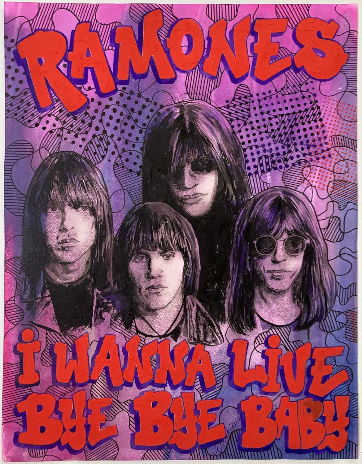 Lot 237 - THE RAMONES - ORIGINAL HAND PAINTED POSTER