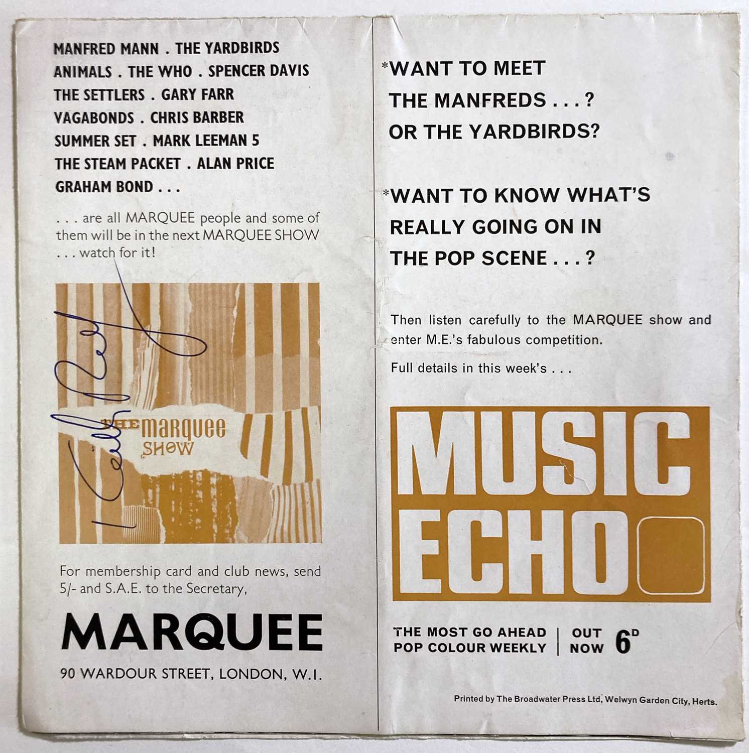 Lot 189 - 1960S CONCERT PROGRAMMES INC ONE SIGNED BY