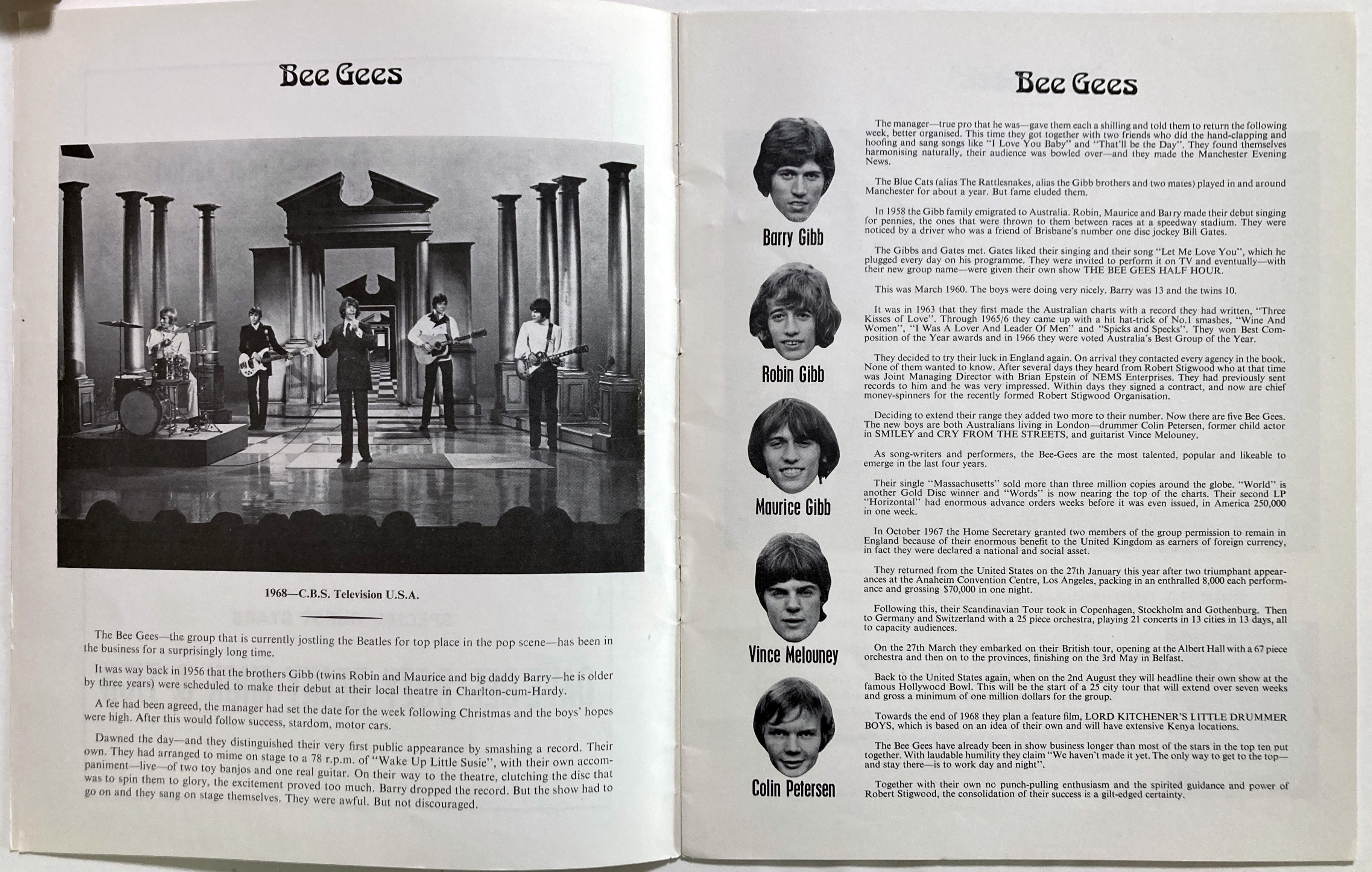 Lot 115 - THE BEE GEES - EARLY CONCERT PROGRAMME AND