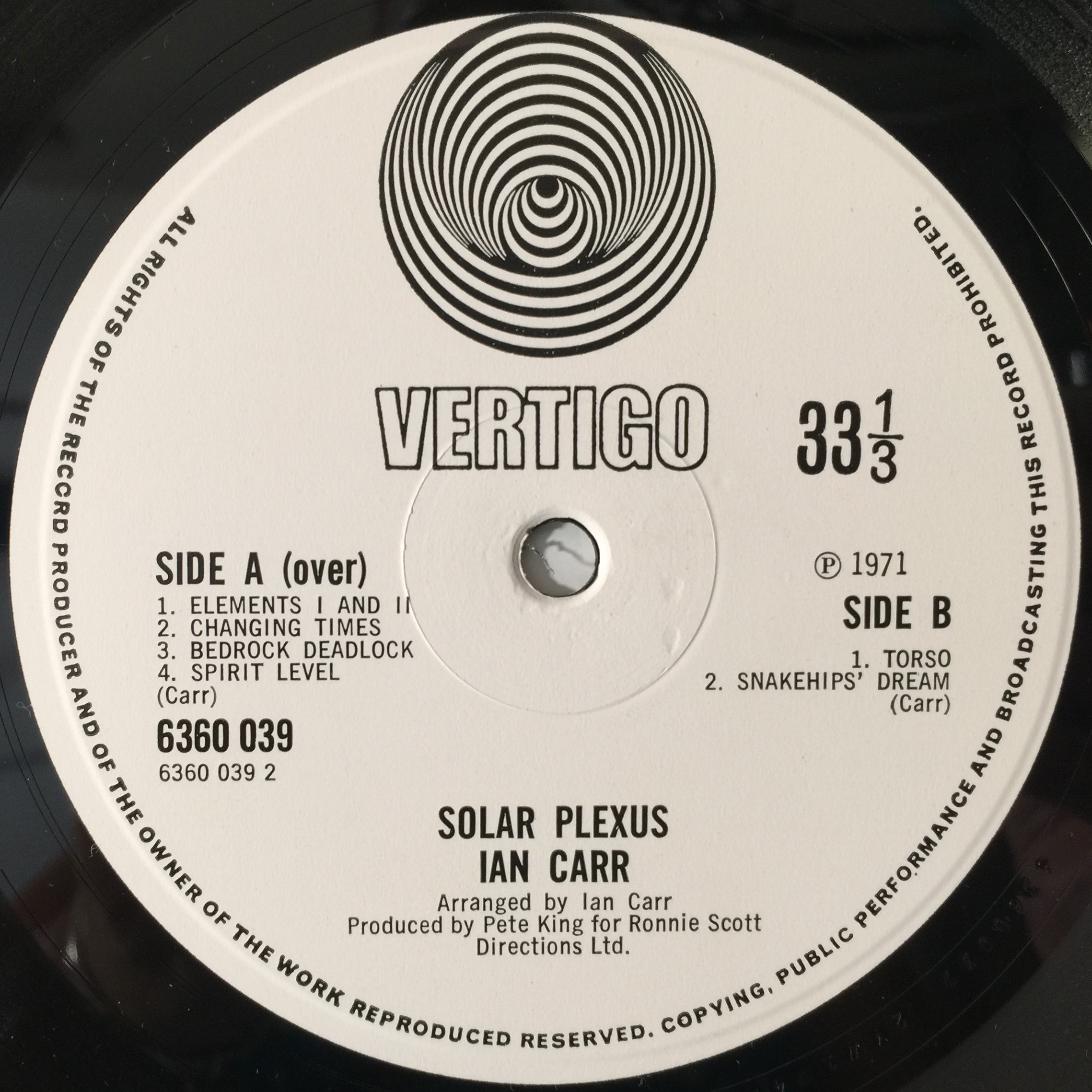 Lot 205 - IAN CARR/NUCLEUS - SOLAR PLXUS LP (ORIGINAL