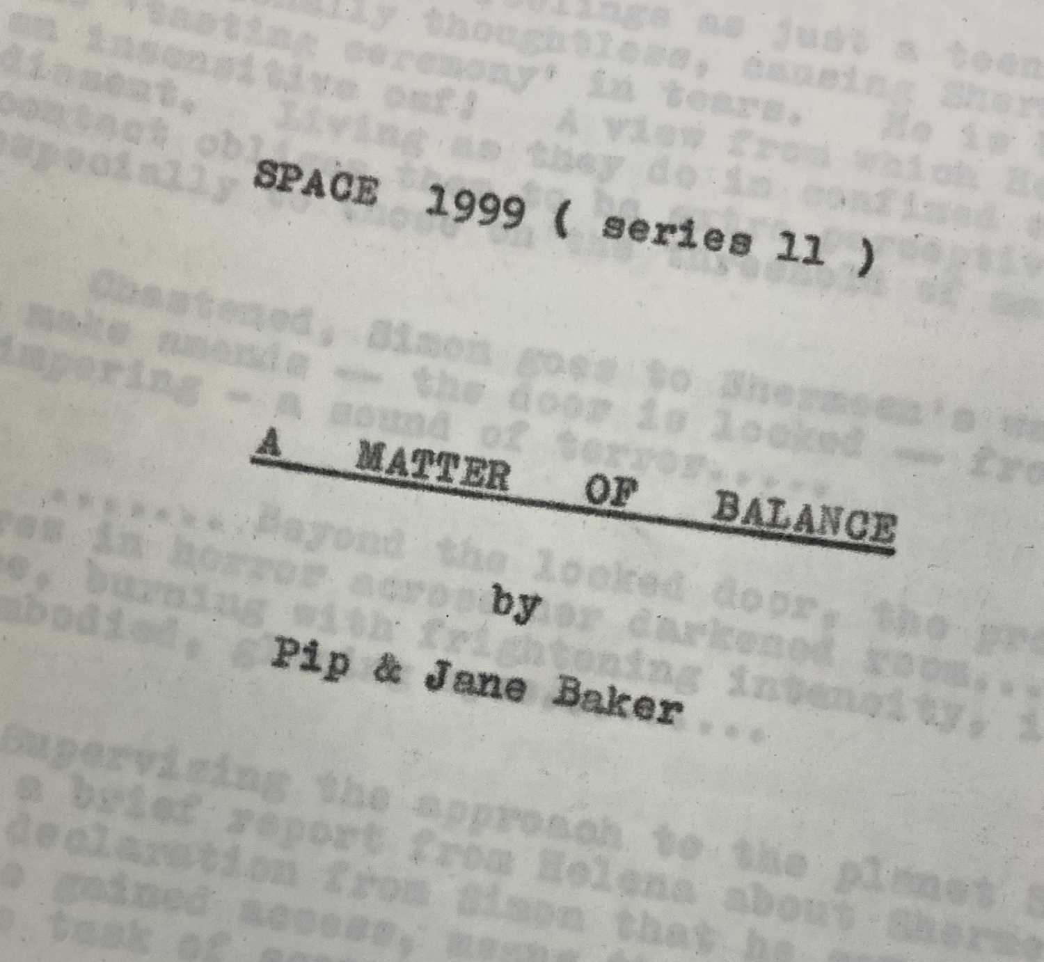 Lot 142 - SPACE 1999 ''A MATTER OF BALANCE'' SCRIPTS
