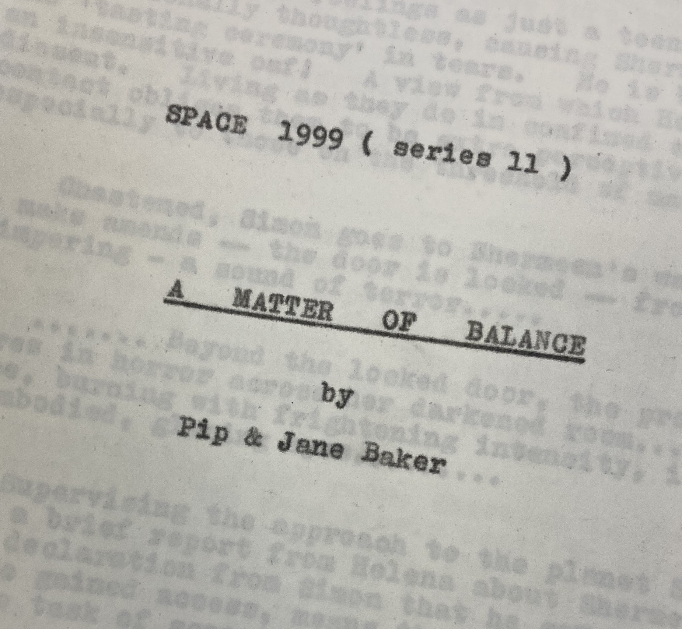 Lot 142 - SPACE 1999 ''A MATTER OF BALANCE'' SCRIPTS