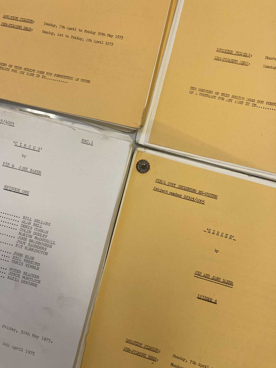 Lot 143 - PIP AND JANE BAKER SCRIPTS FOR BBC
