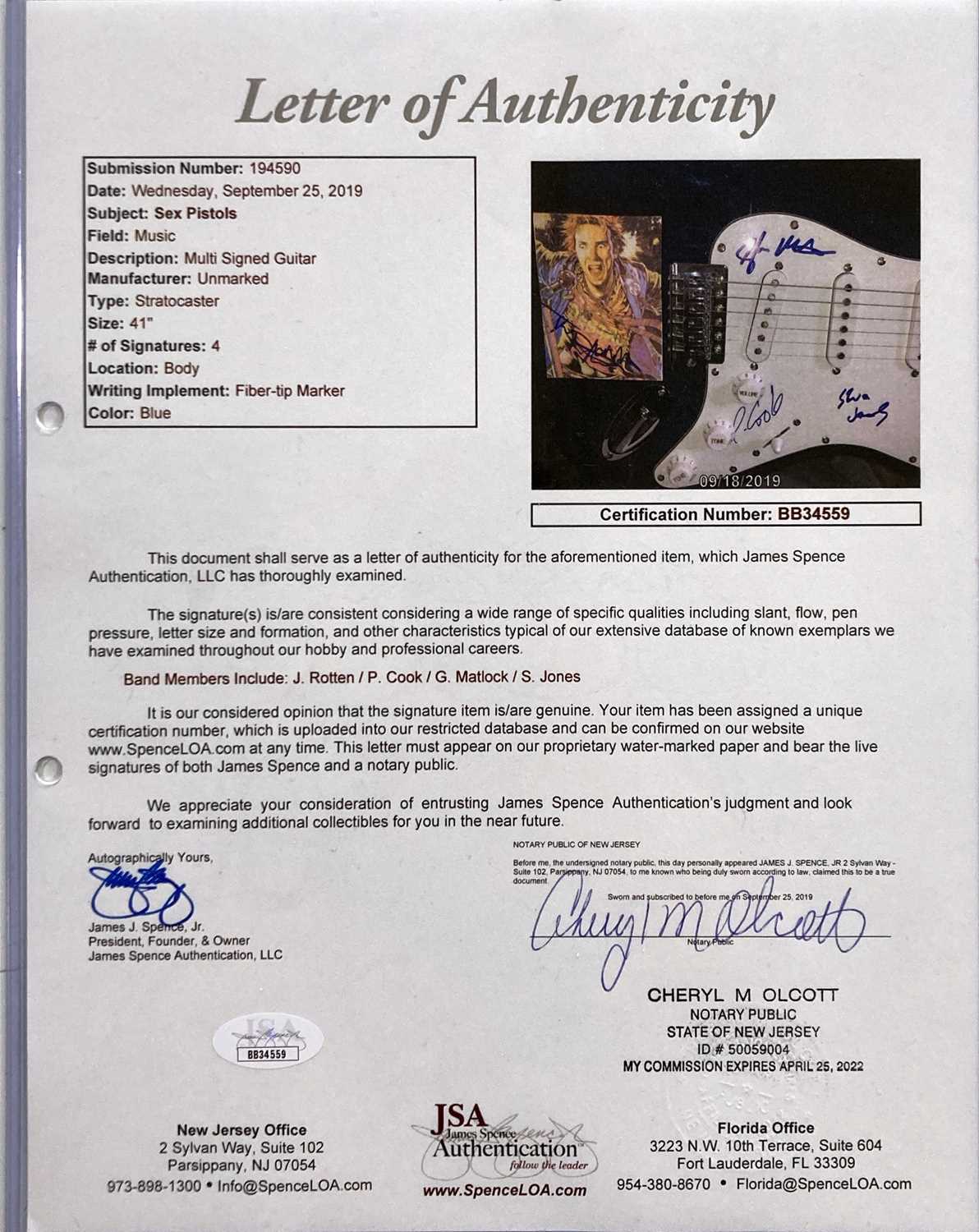 Lot 421 The Sex Pistols A Signed Electric Guitar