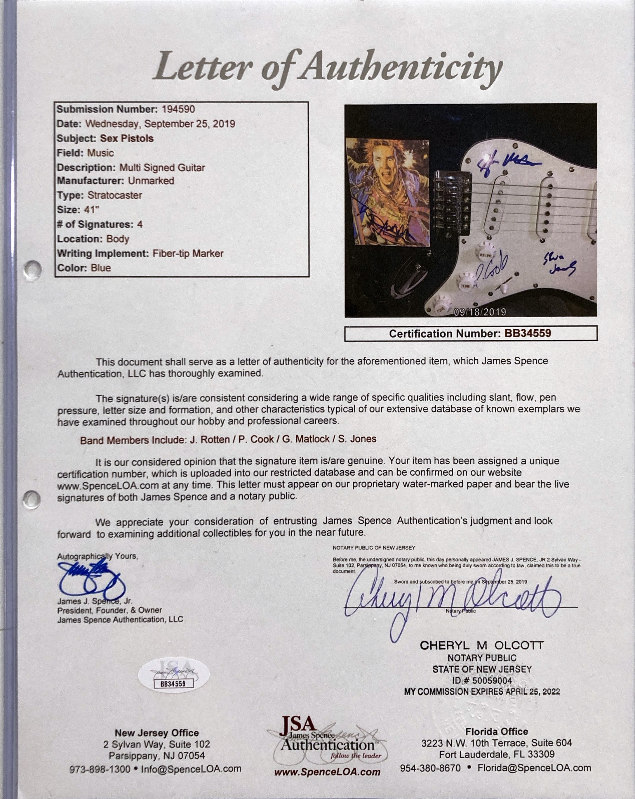Lot 421 The Sex Pistols A Signed Electric Guitar