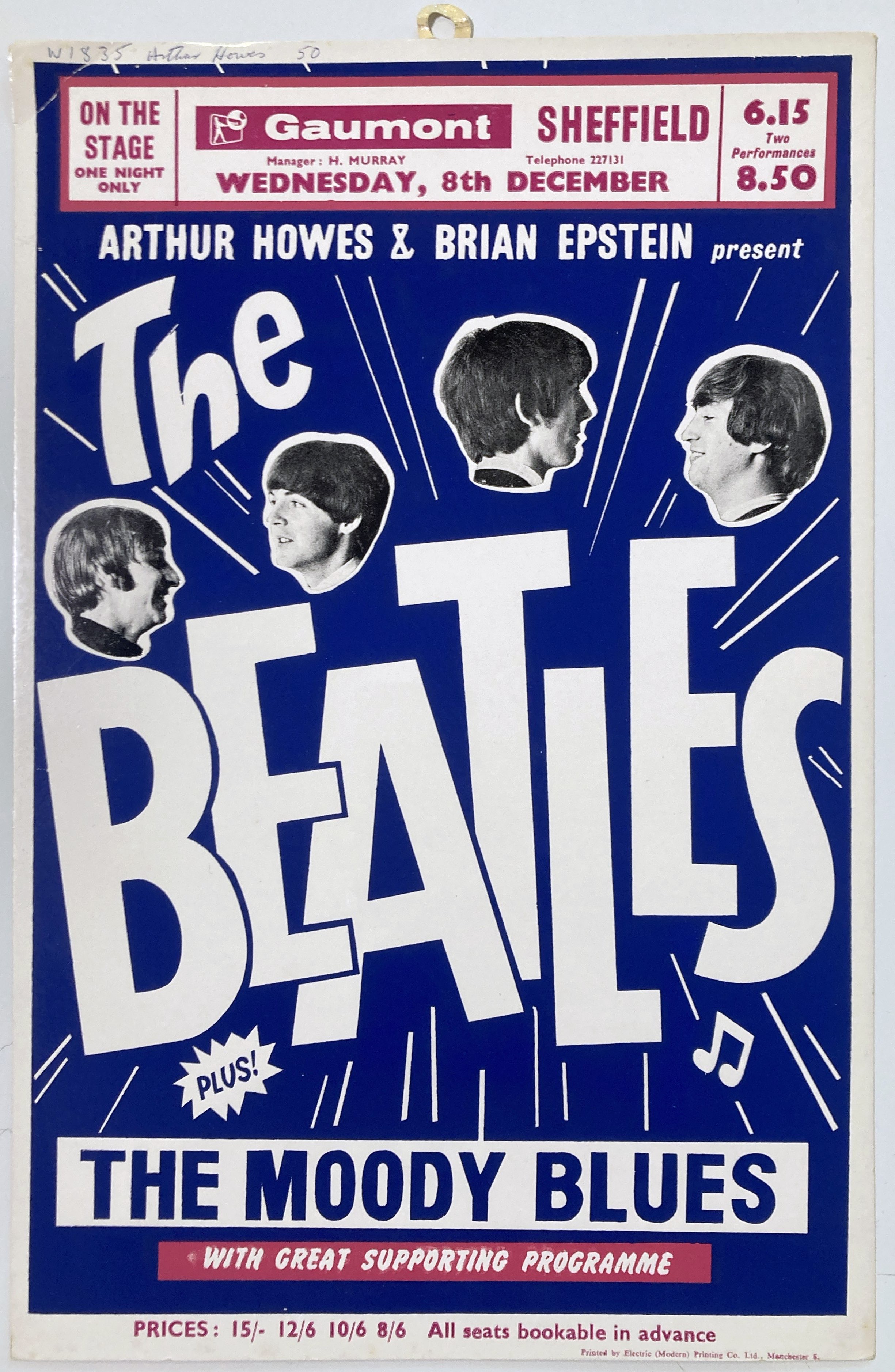 Lot 240 - THE BEATLES - AN ORIGINAL POSTER FOR THE