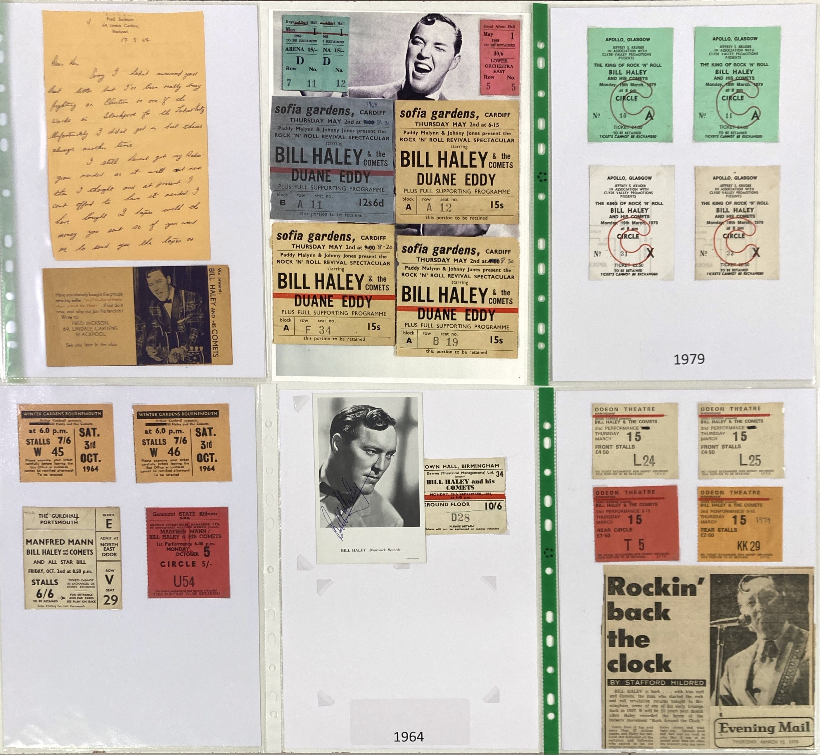 Lot 312 - BILL HALEY - CONCERT MEMORABILIA AND SIGNED