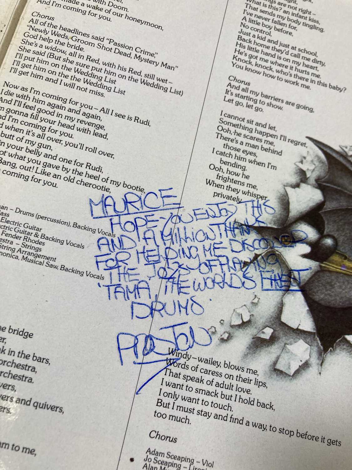 Lot 299 - KATE BUSH SIGNED LP.