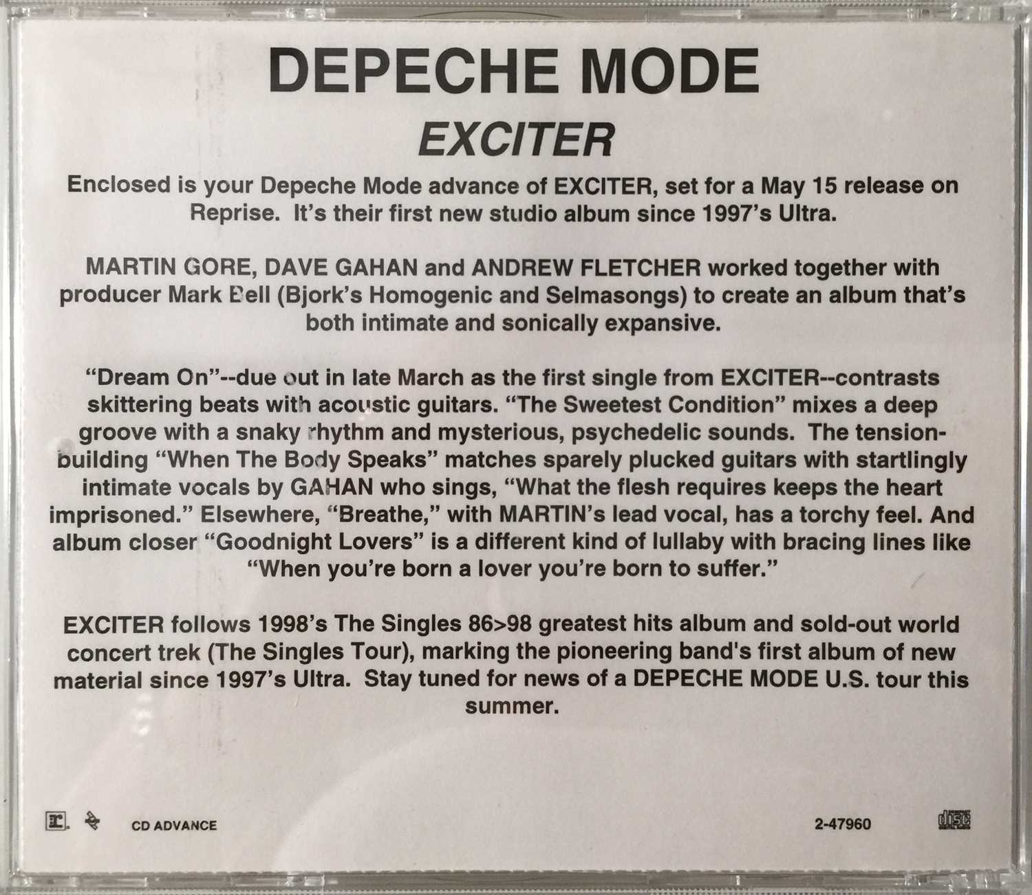 Lot 615 - DEPECHE MODE - EXCITER CD (US PROMO - MUTE