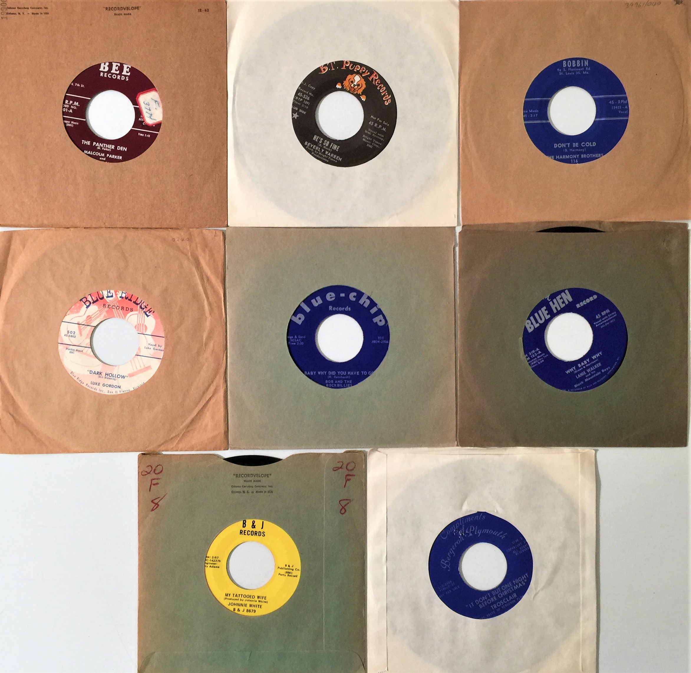 Lot 11 - ORIGINAL US ROCKABILLY/R&R 7" - 'B' LABELS