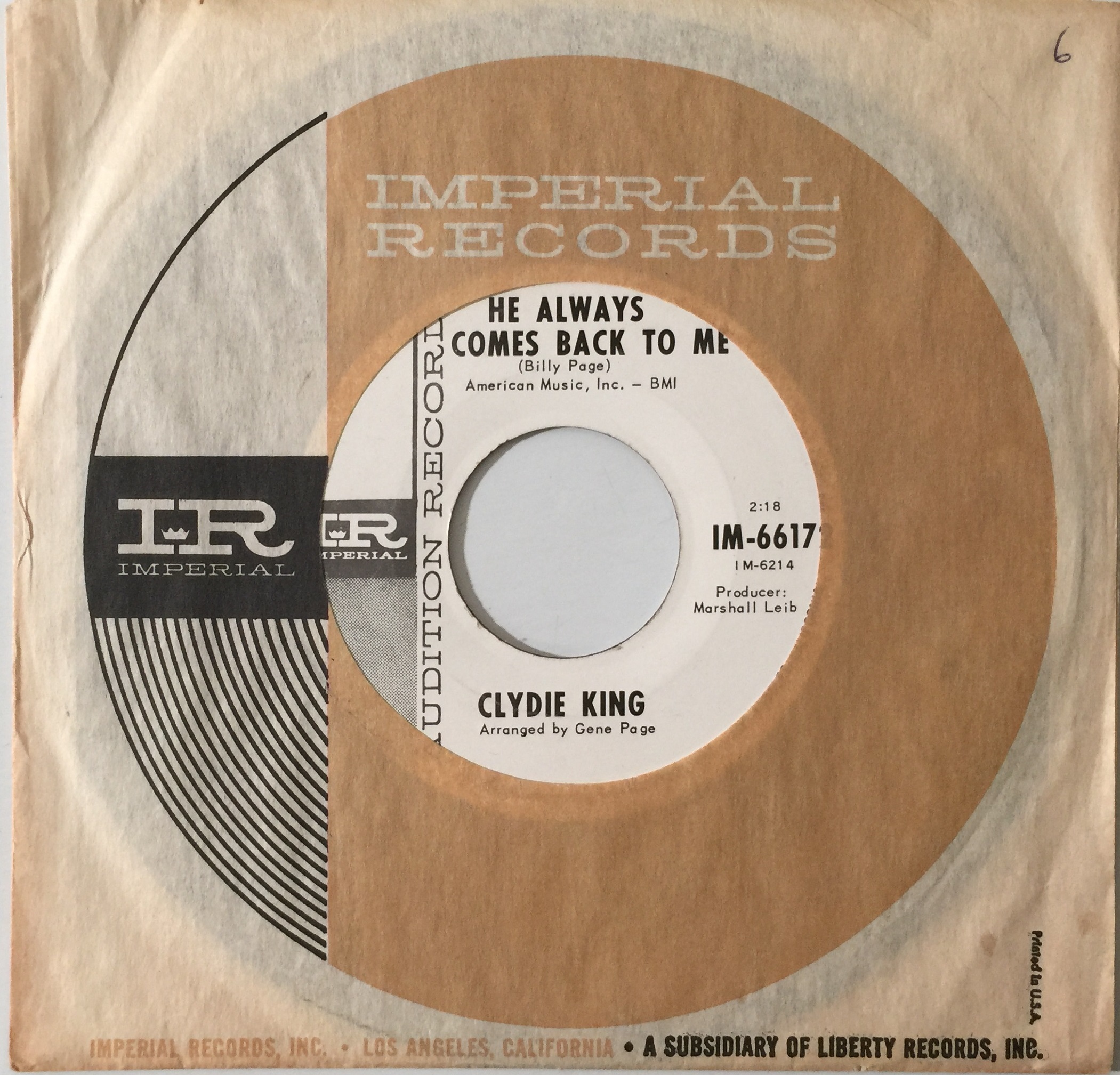 Lot 93 - CLYDIE KING - HE ALWAYS COME BACK TO ME